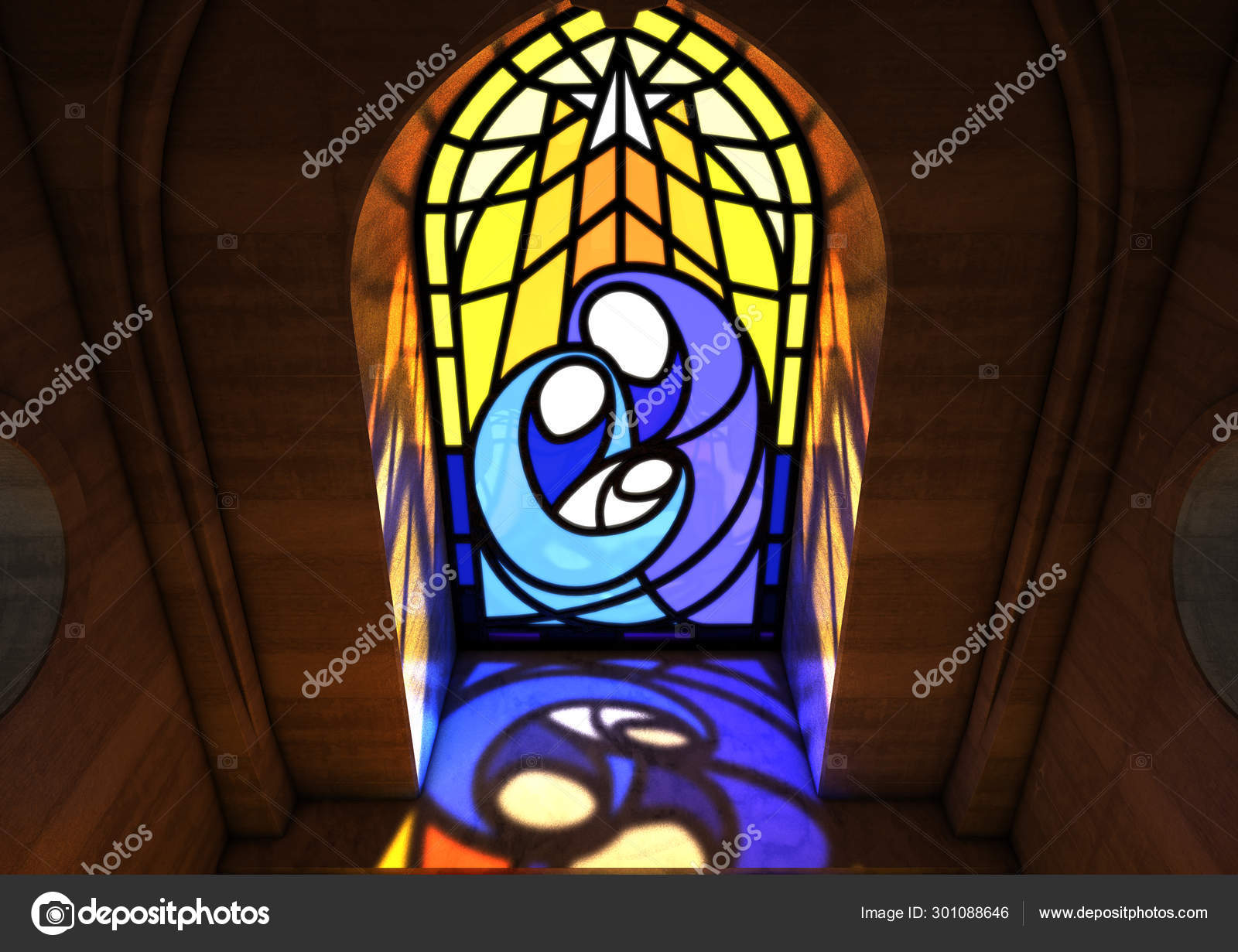 Simple Nativity Stained Glass