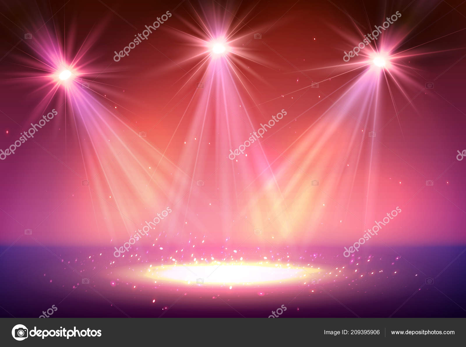 Three Spotlight on stage with smoke and light. Stock Vector Image by ...