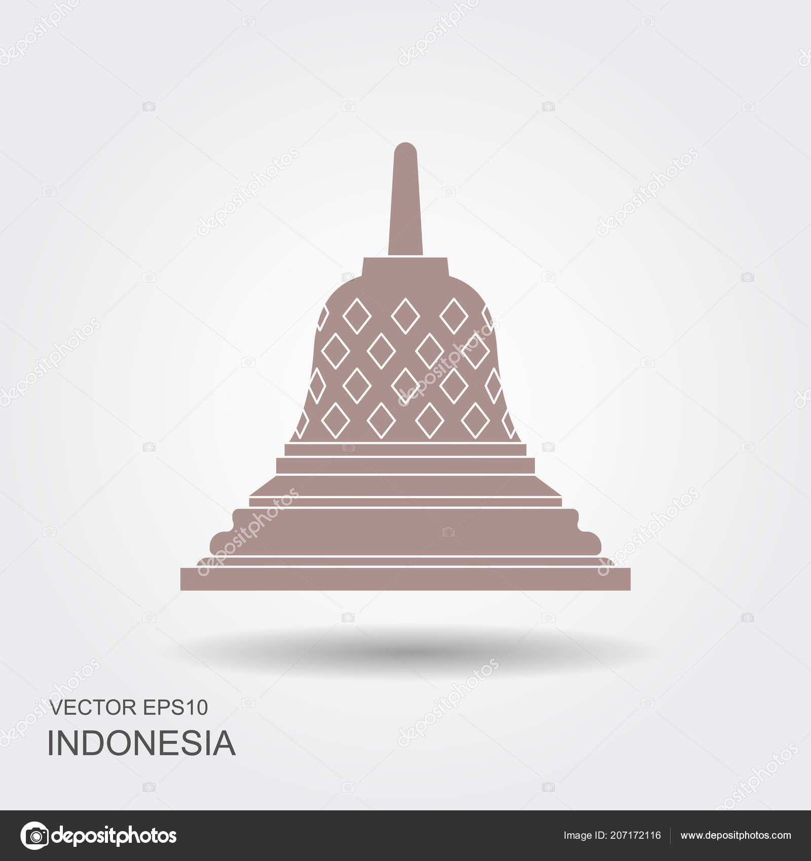 Candi Kuno Borobudur Indonesia Landmark Vektor Ikon Vektor Stok oleh ...