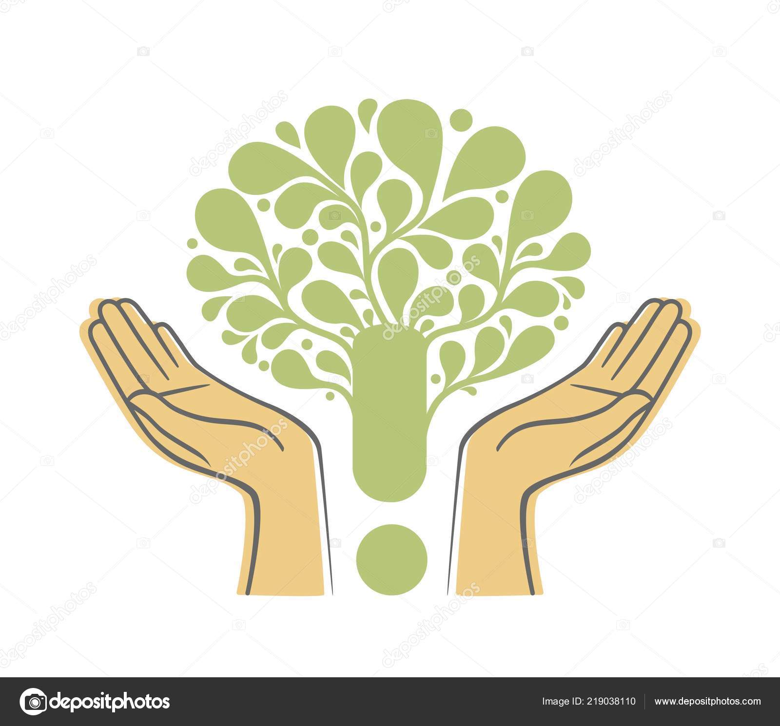 Hands holding tree drawing | Human Hands Holding Green Tree Symbol ...