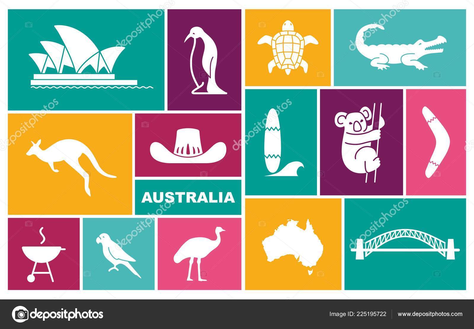 Australian icons. Vector Illustration in flat style Stock Vector Image ...