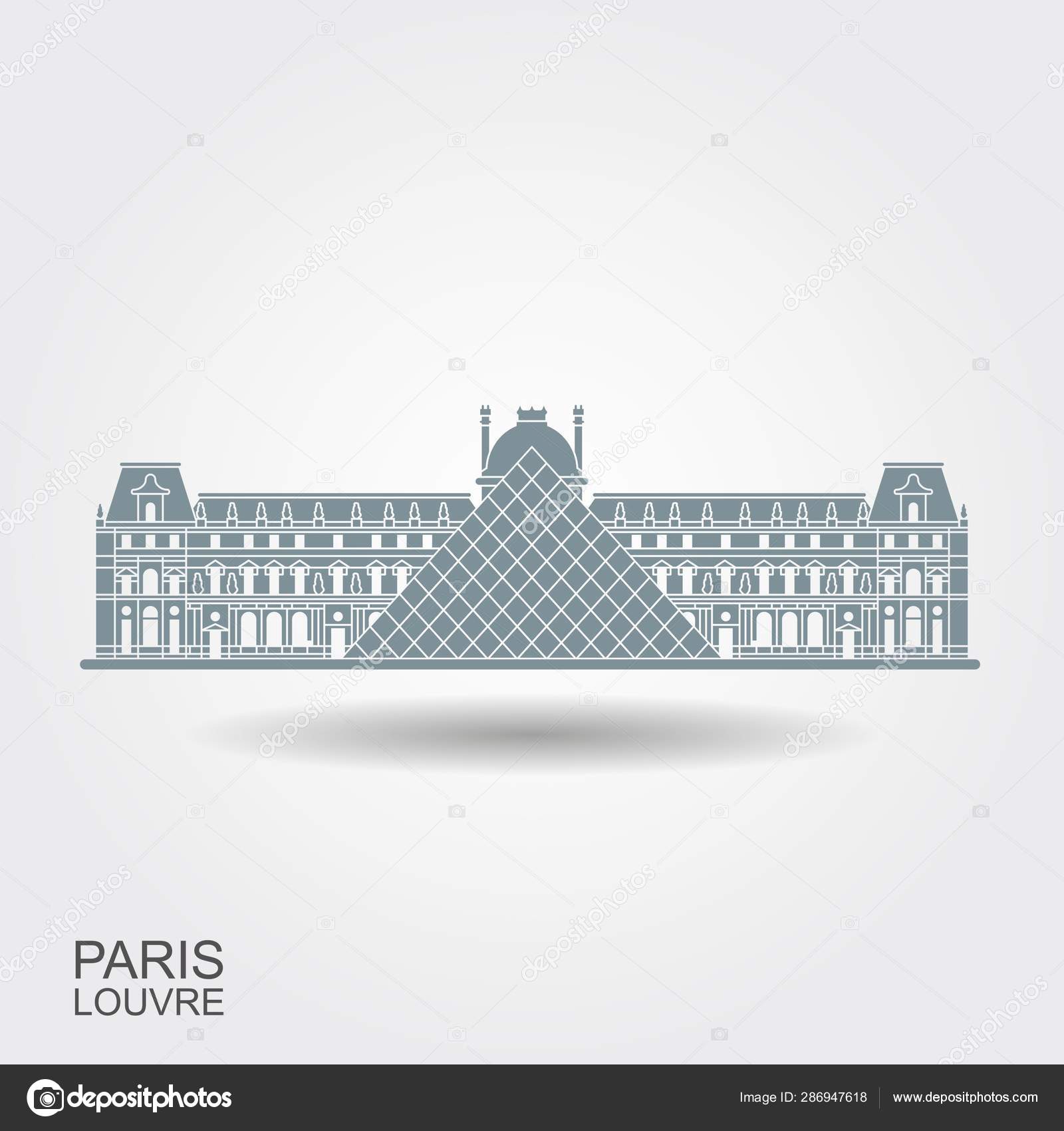 Louvre en París vector icono plano con sombra Vector de stock por ...
