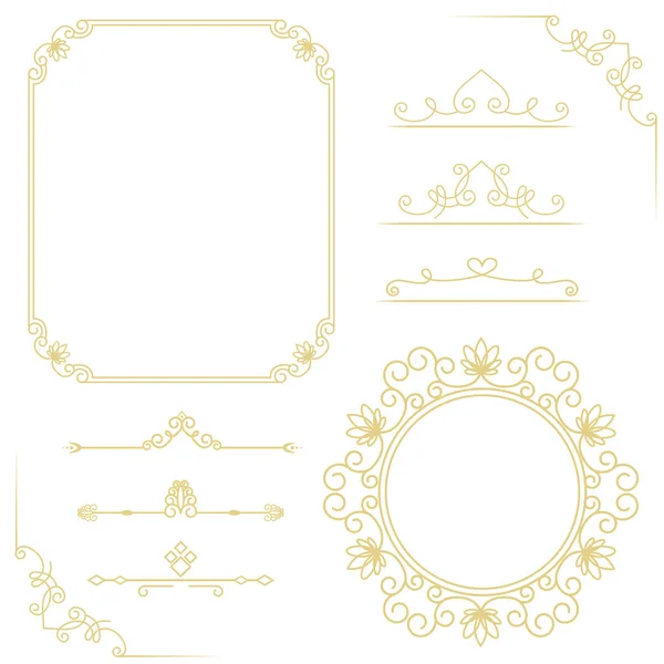 Set Stylish Golden Frame Elements White Background Stock Vector Image ...