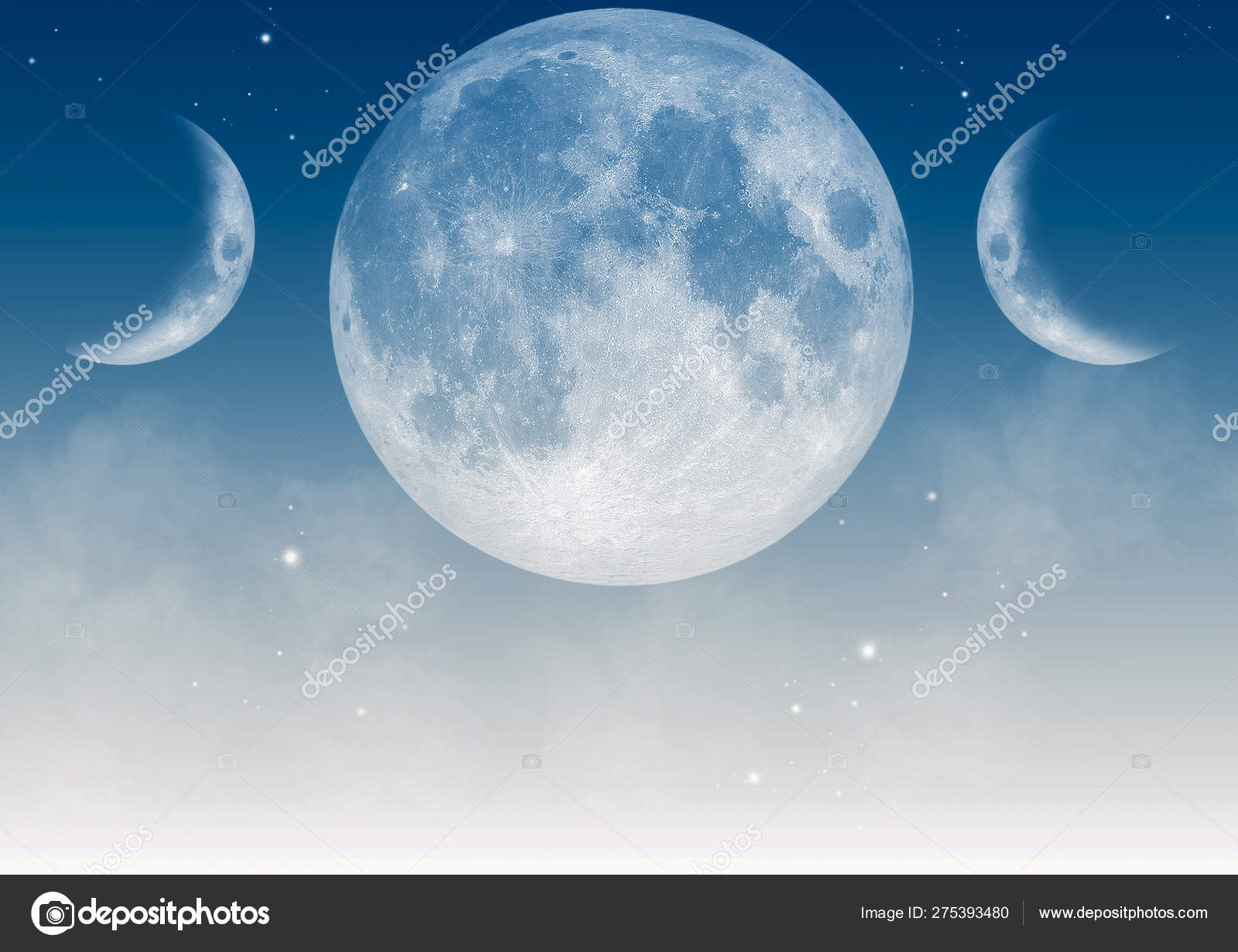 Light Blue Wallpaper Realistic Triple Moon Wiccan Symbol Stock Photo by ...