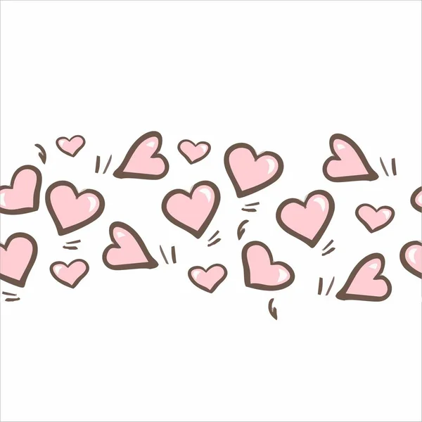 Valentine's Day Hearts Horizontal Seamless Pattern Border — Stock ...