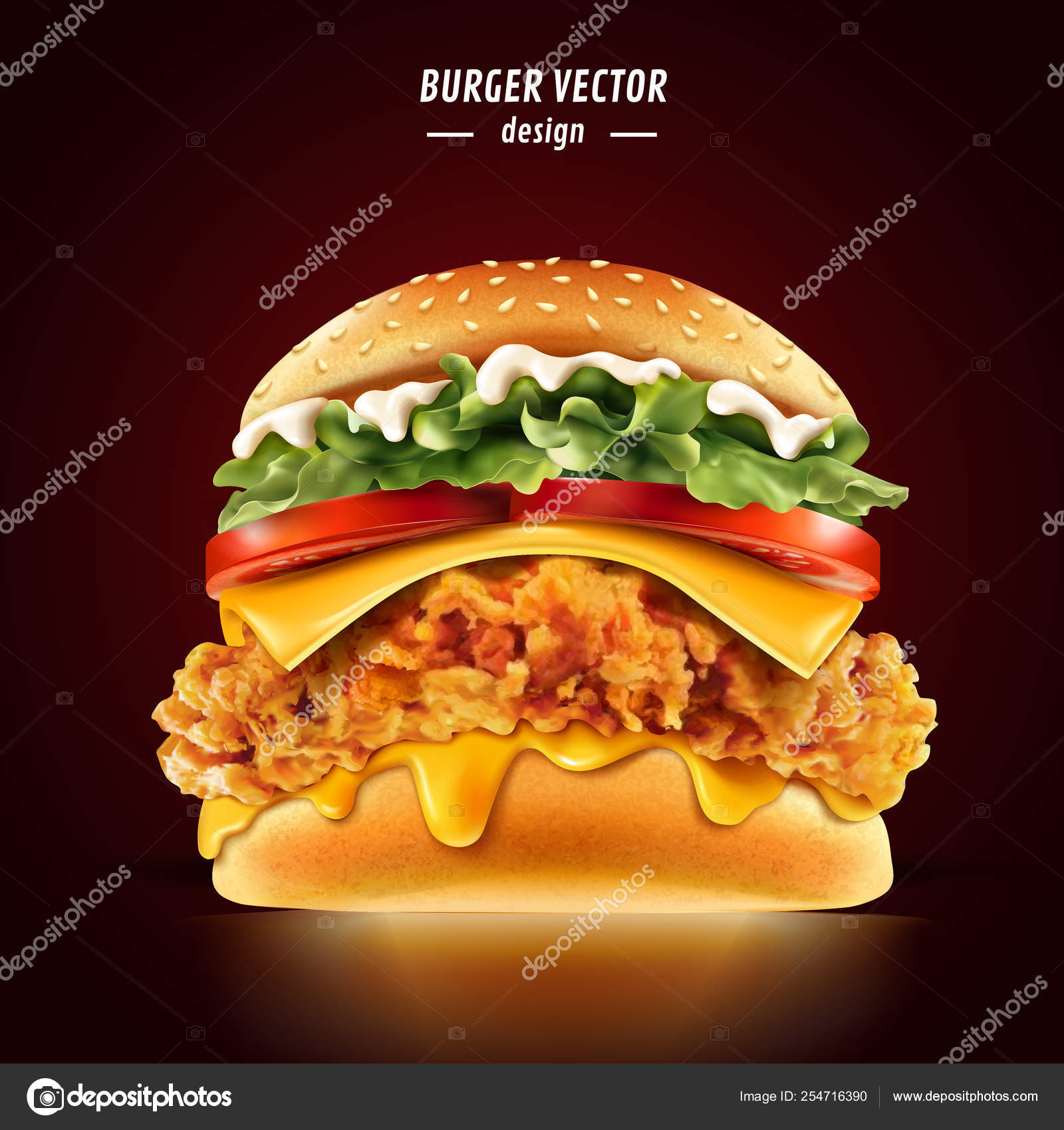 Fried chicken burger Stock Vector Image by ©MITstudio #254716390