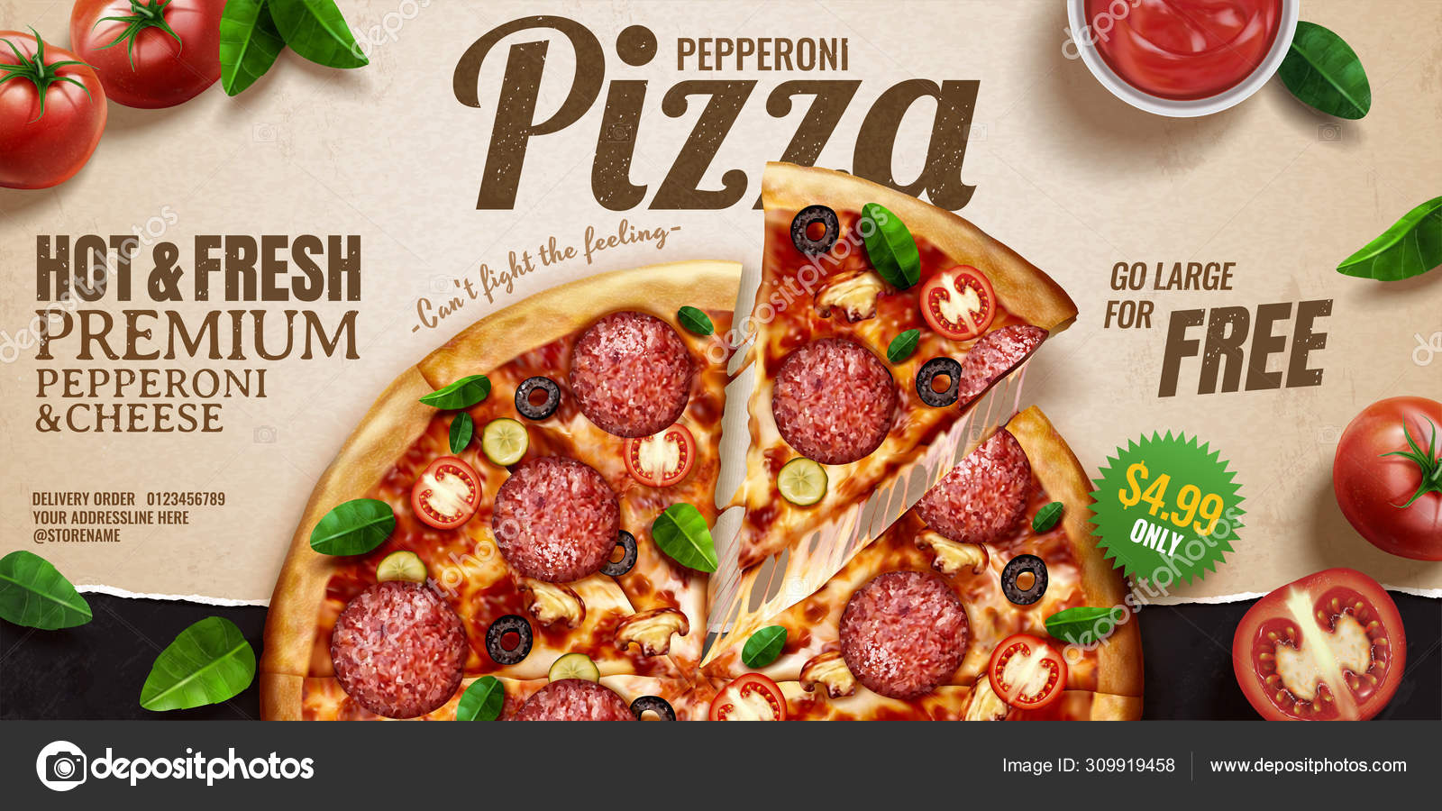Pepperoni pizza banner ads Stock Vector Image by ©MITstudio #309919458