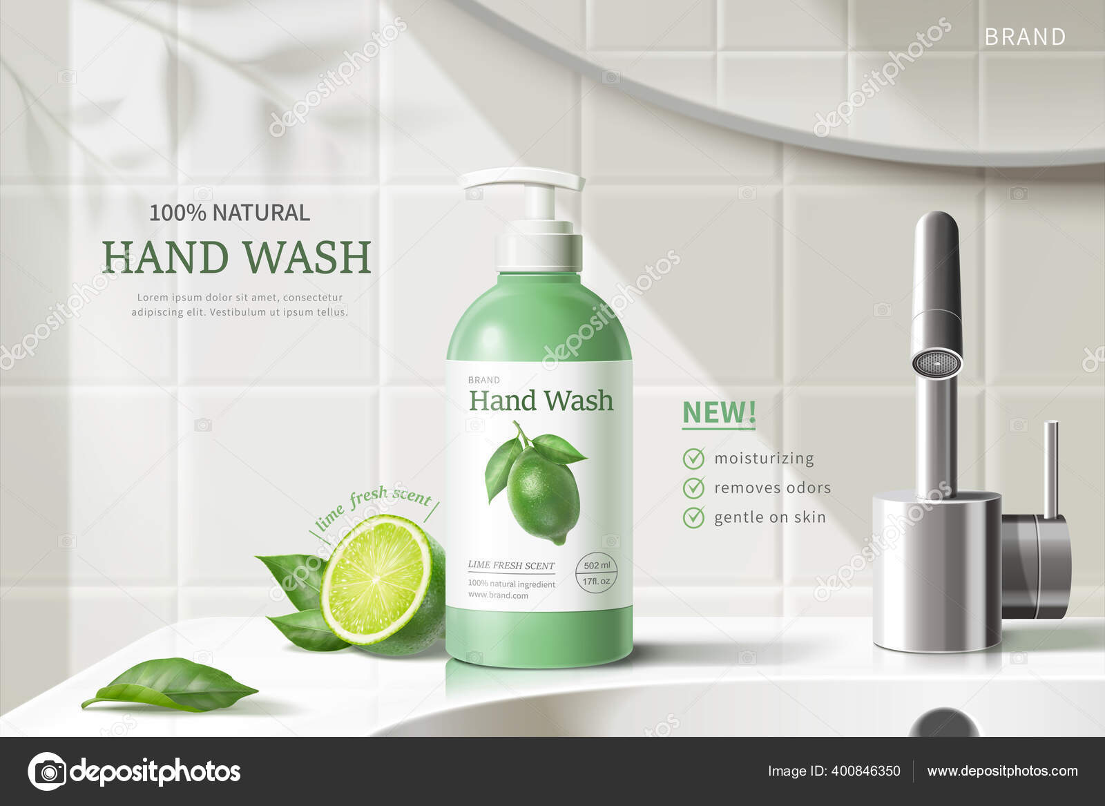 Template Hand Wash Liquid Soap Bottle Mock Set Ceramic Sink Stock ...