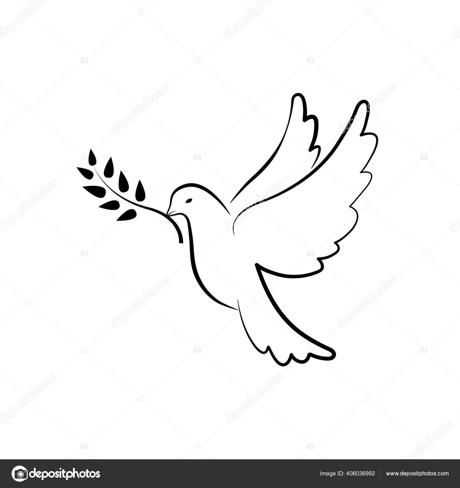 Porumbelul Păcii. Porumbel cu ramură de măsline. Porumbel desenat de ...