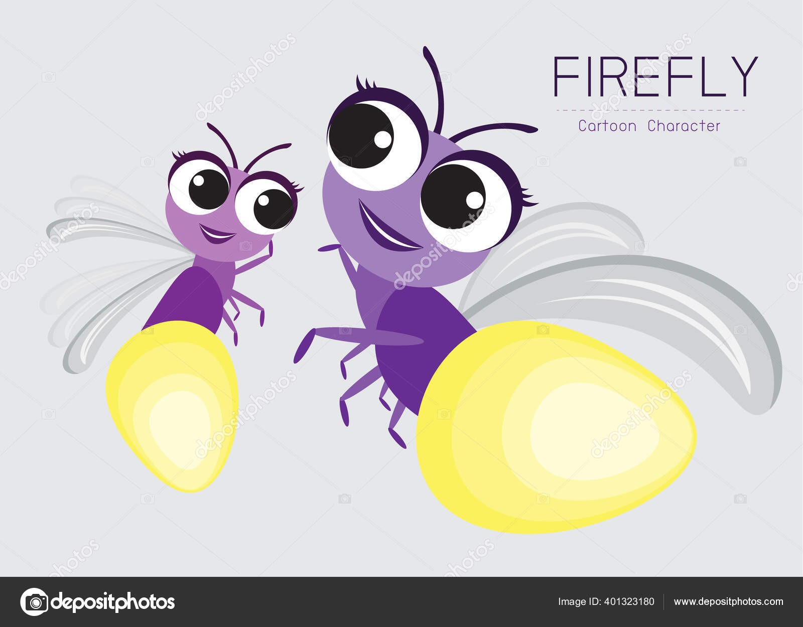 Vector Firefly Cartoon Character Design Cute Style Concept Stock Vector ...
