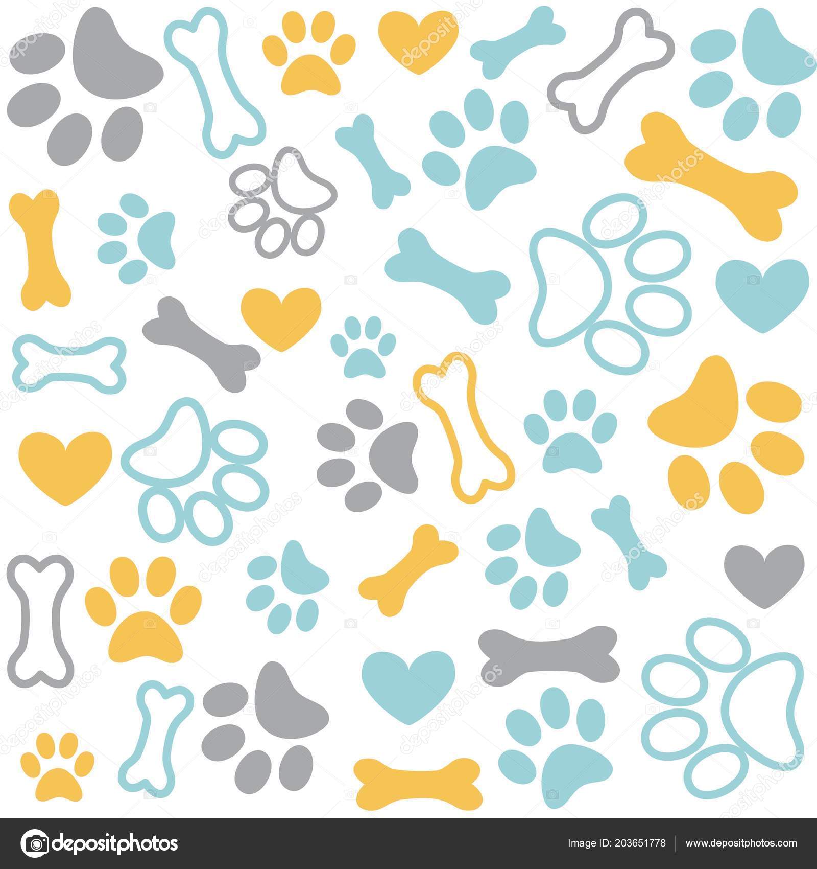 Paw Print And Dog Bone Background