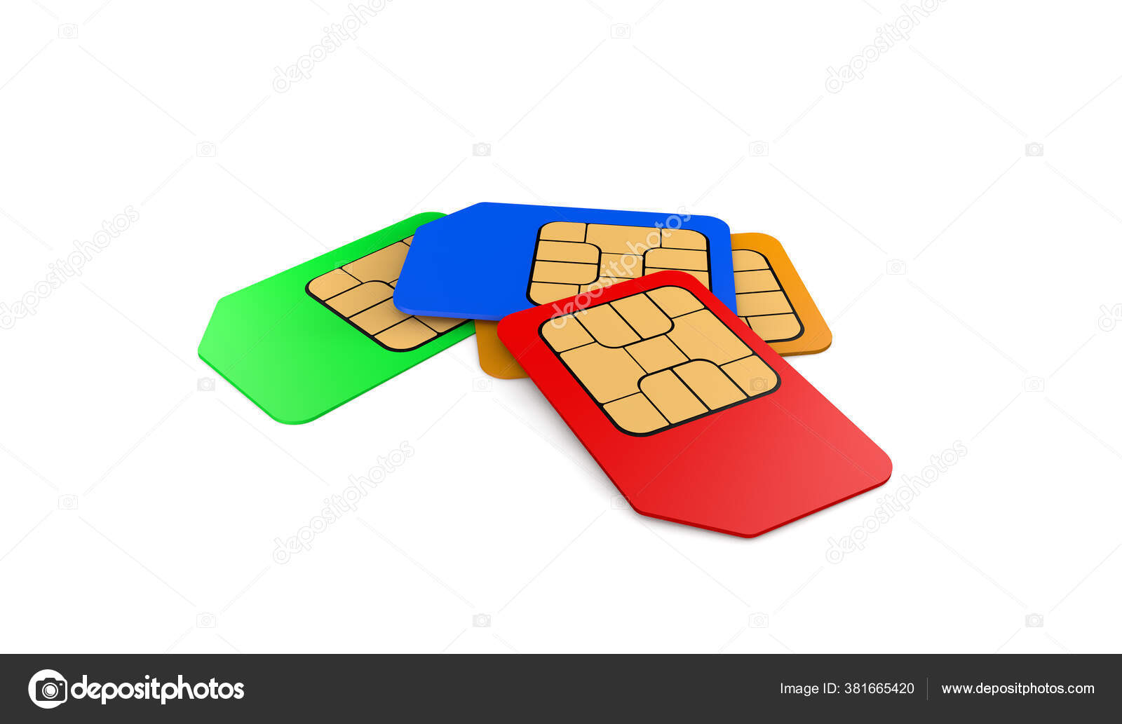 Rendering Colored Sim Card Mobile Phones White Background — Stock Photo ...
