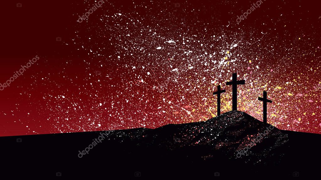 Gráfico conceptual de las cruces cristianas en el Calvario, escena del ...