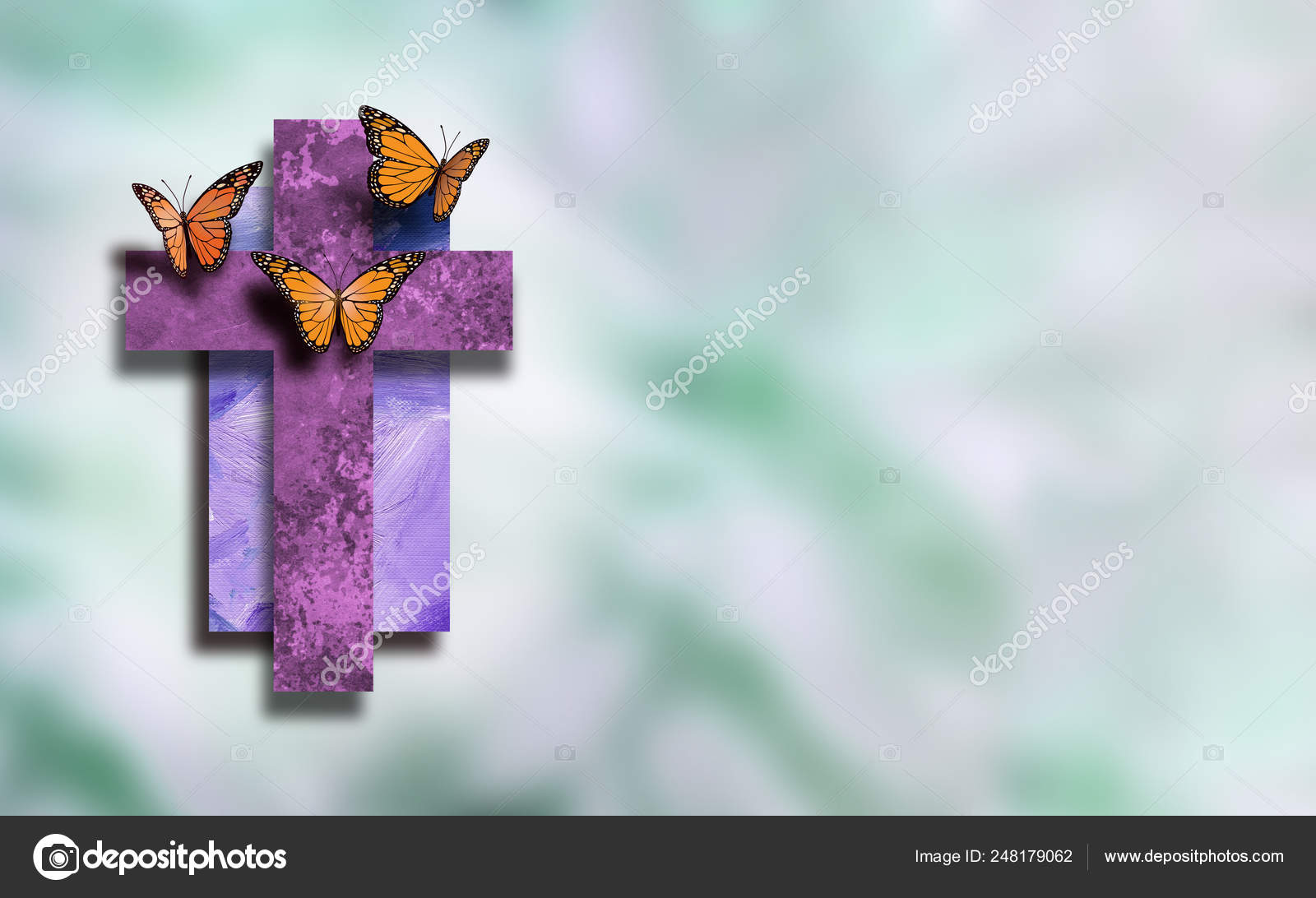 Purple Cross With Butterfly
