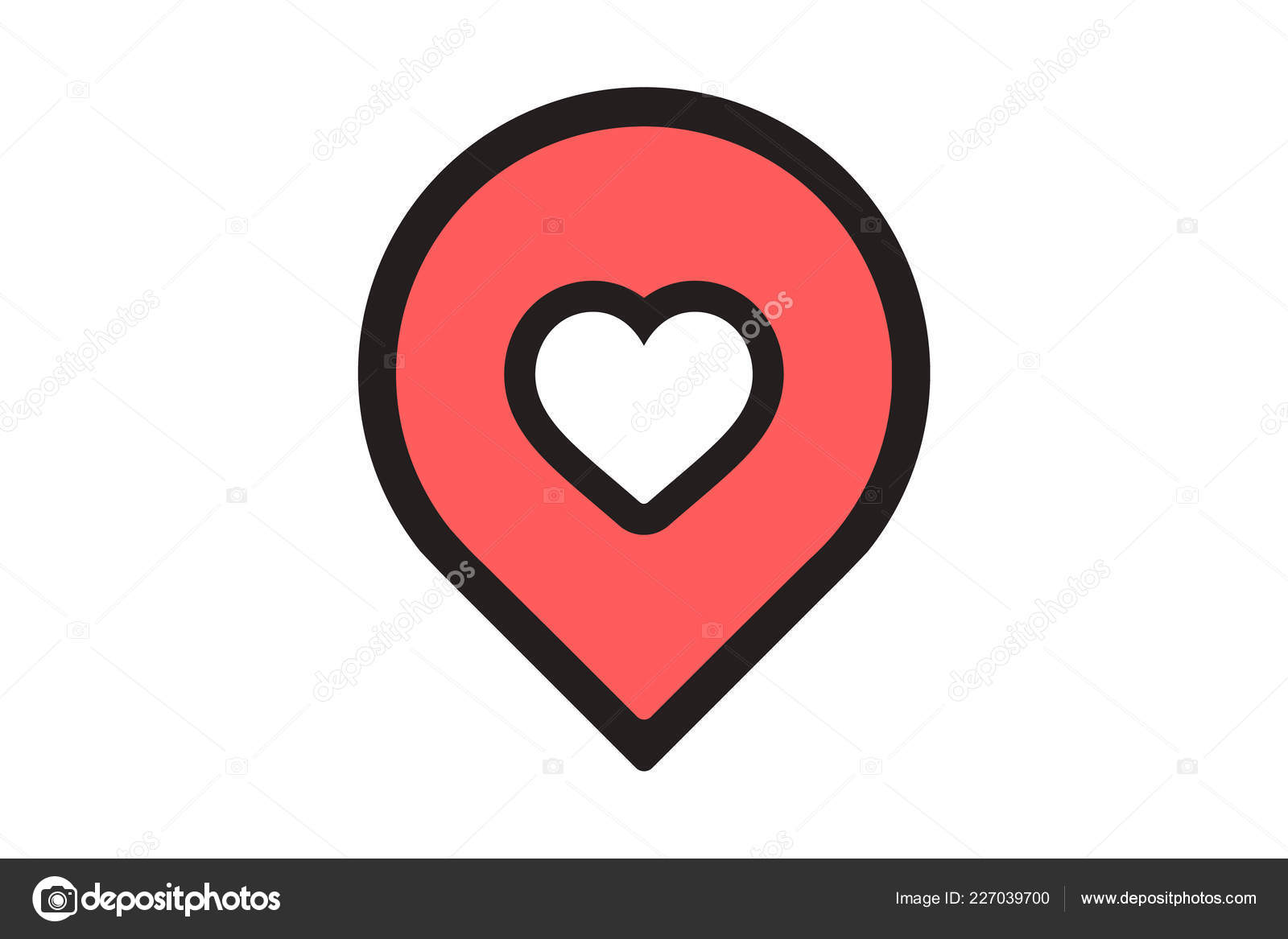 Map Pin Icon Location Pin Vector Icon Map Pointer Heart — Stock Vector ...