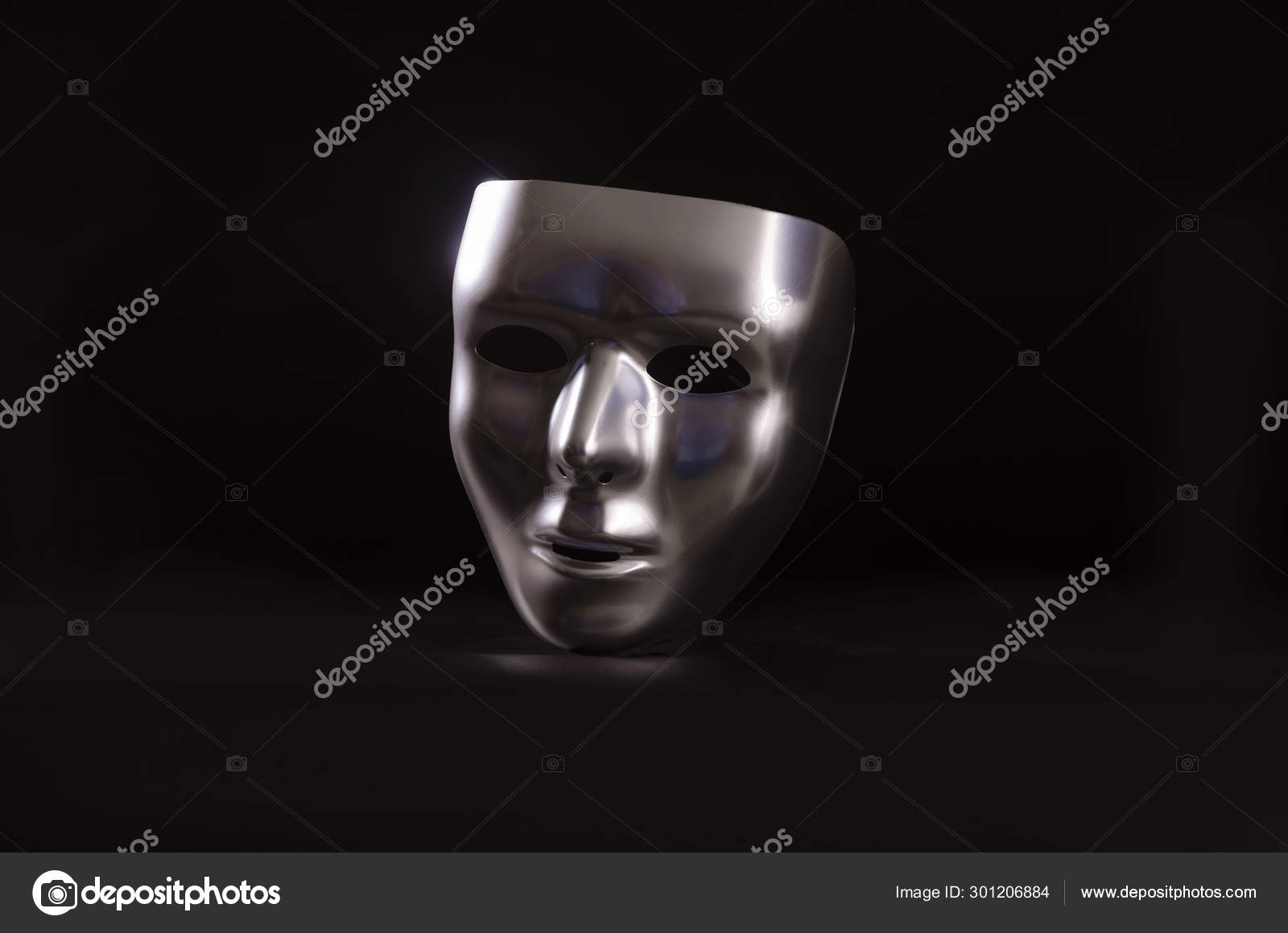 Shiny Metallic Mask Highlighted Start Black Background Stock Photo by ...