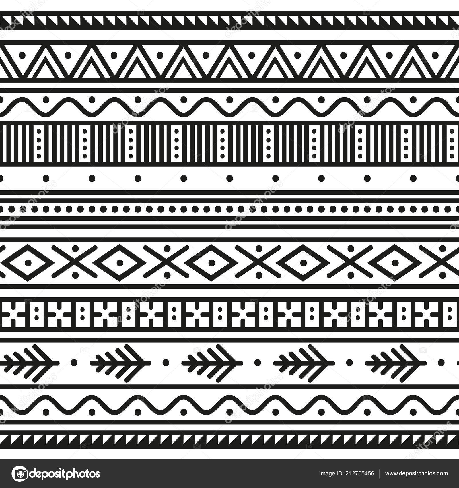 Geometric Ethnic Seamless Pattern Border Wrapping Paper Stock Vector