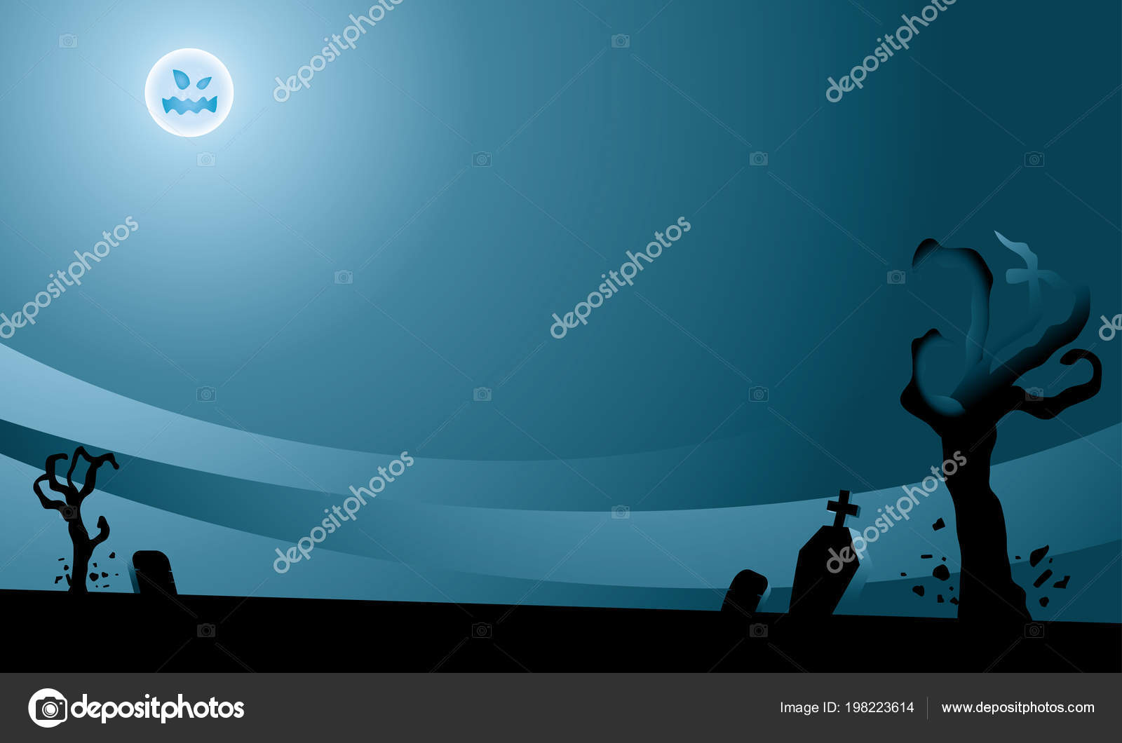 Spooky Mood Background Moon Monster's Hands — Free Stock Vector ...