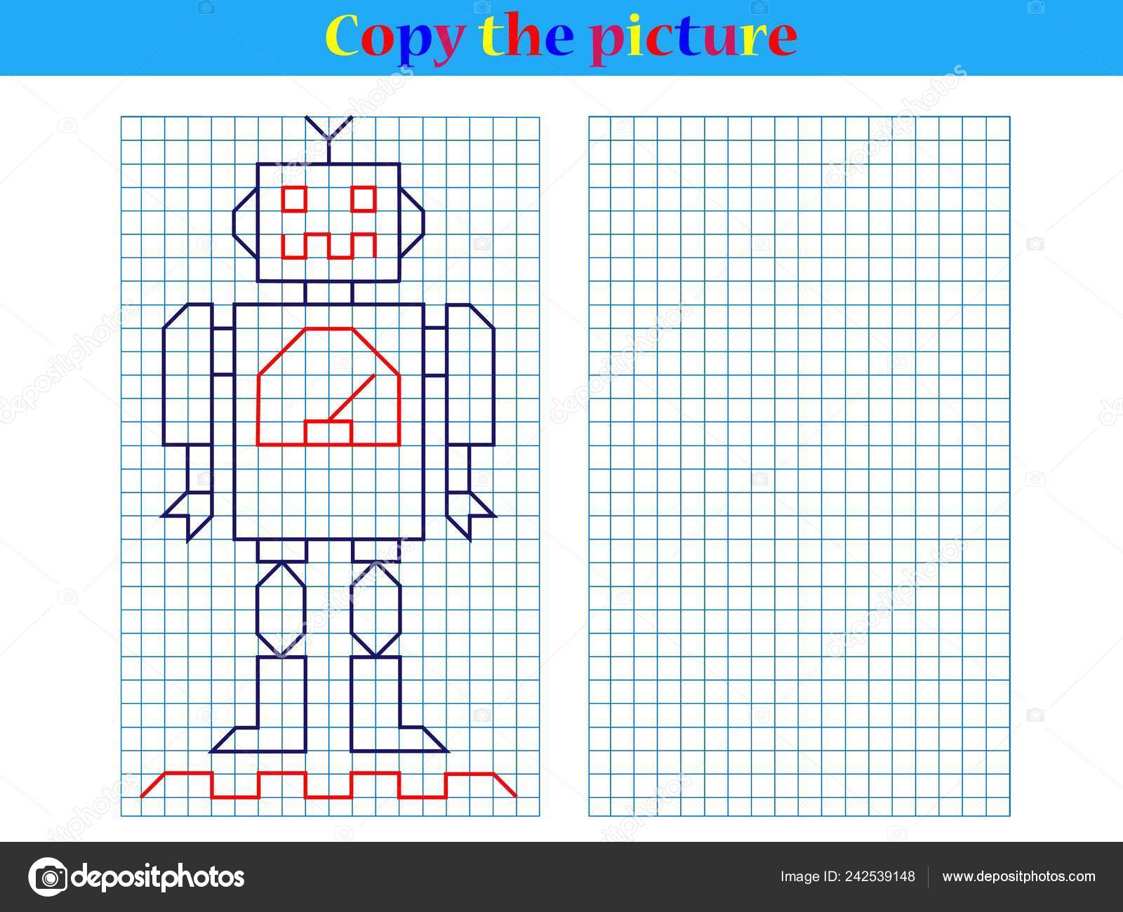 Copy Graphic Picture Worksheet Kids Vector Illustration — Stock Vector ...