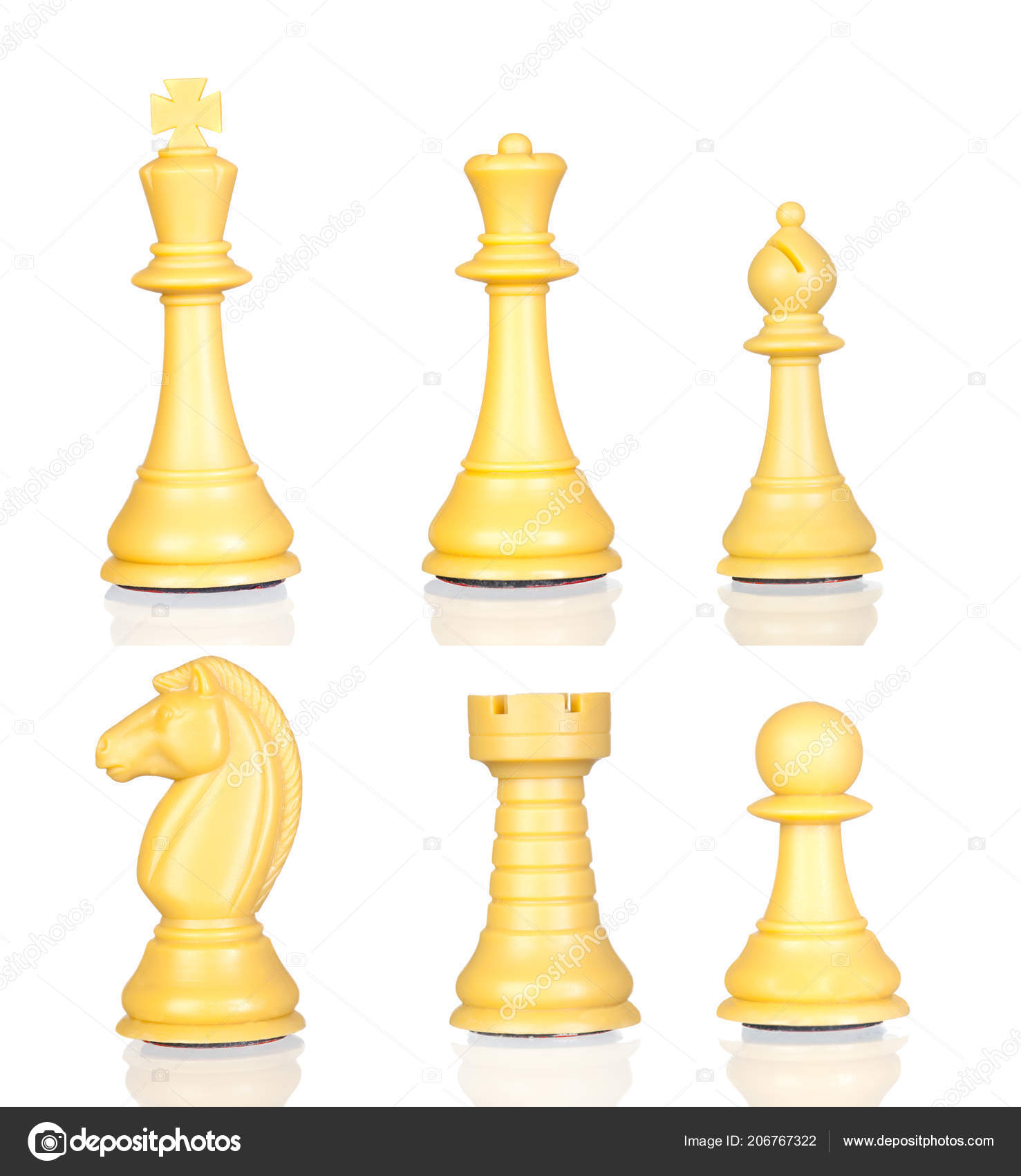 Set Yellow Chess Pieces Isolated White Background Stock Photo by ©Gelpi ...