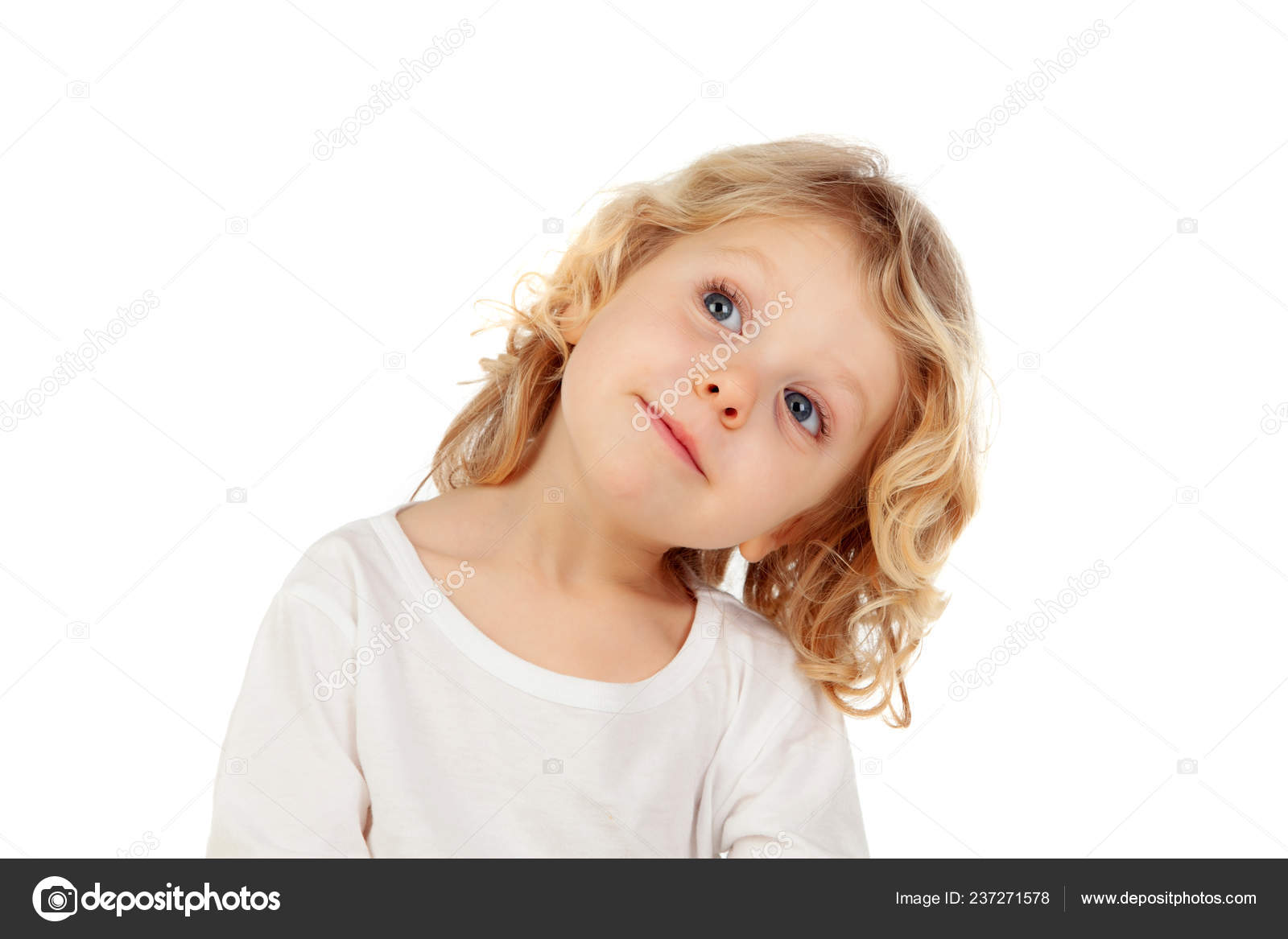 Beautiful Little Child Looking Isolated White Background — Stock Photo ...