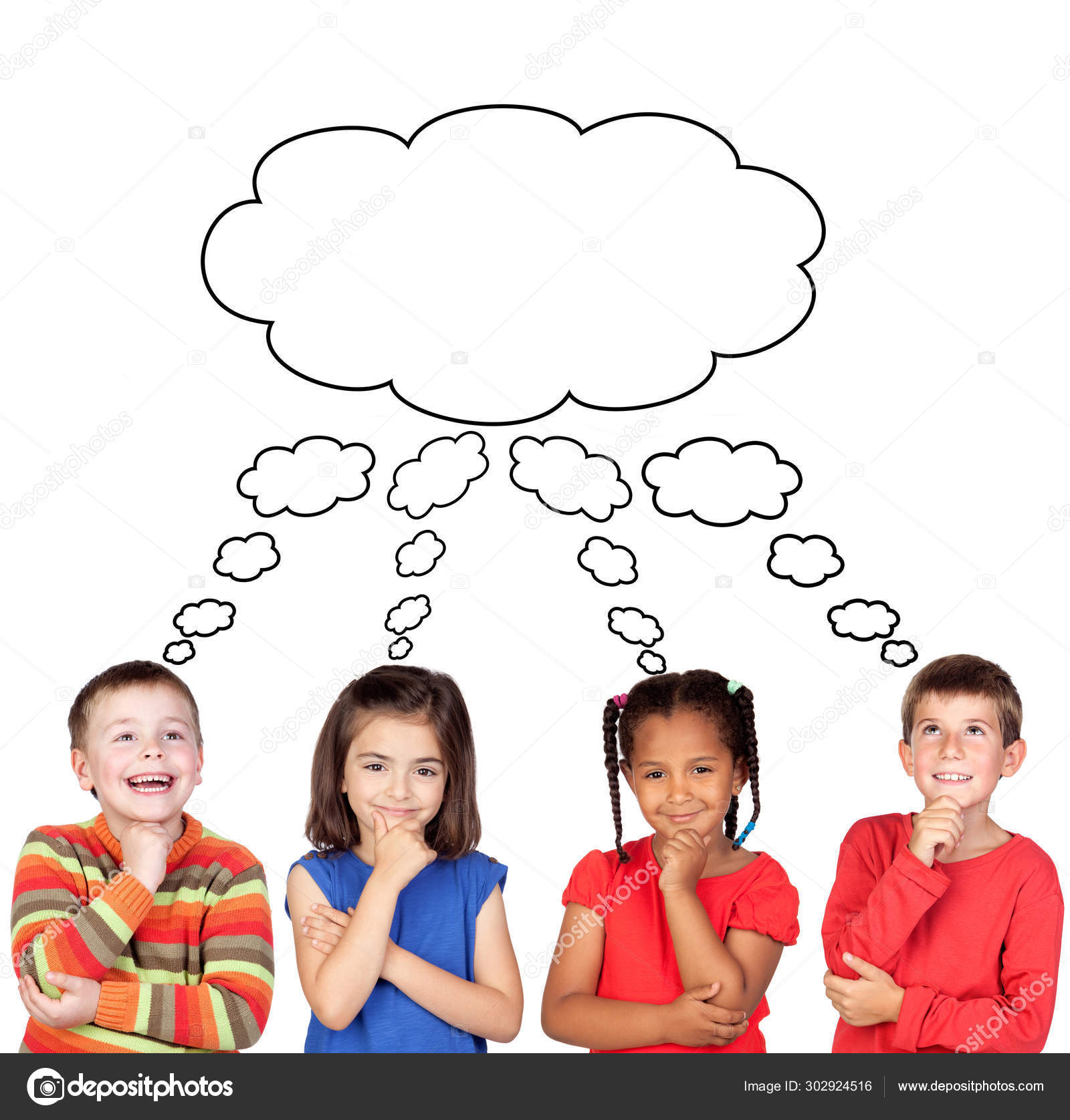 Crianças Pensantes Pensando Algo Isolado Fundo Branco — Foto © Gelpi ...