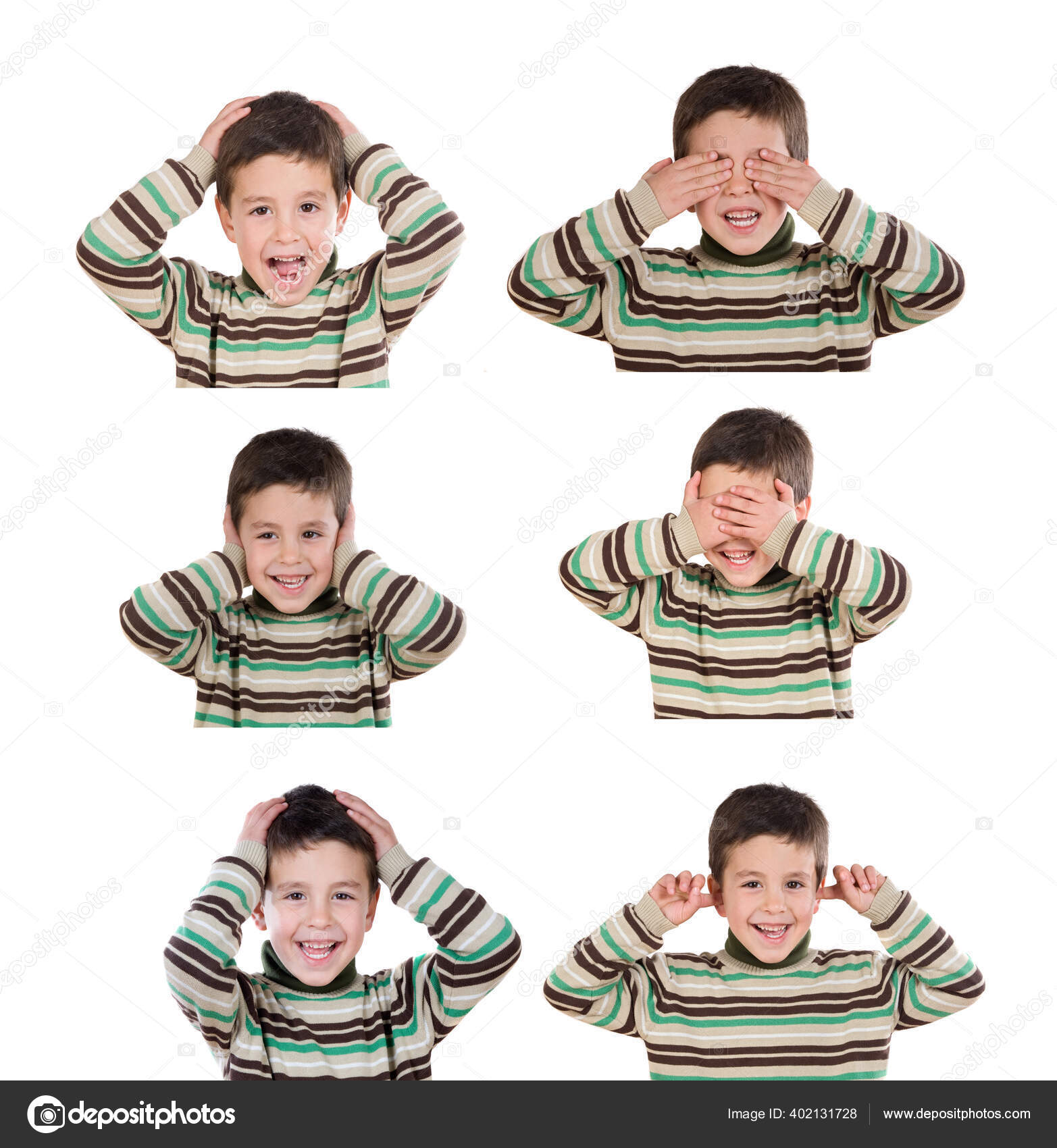 Different Images Adorable Child Gesturing Isolated White Background ...