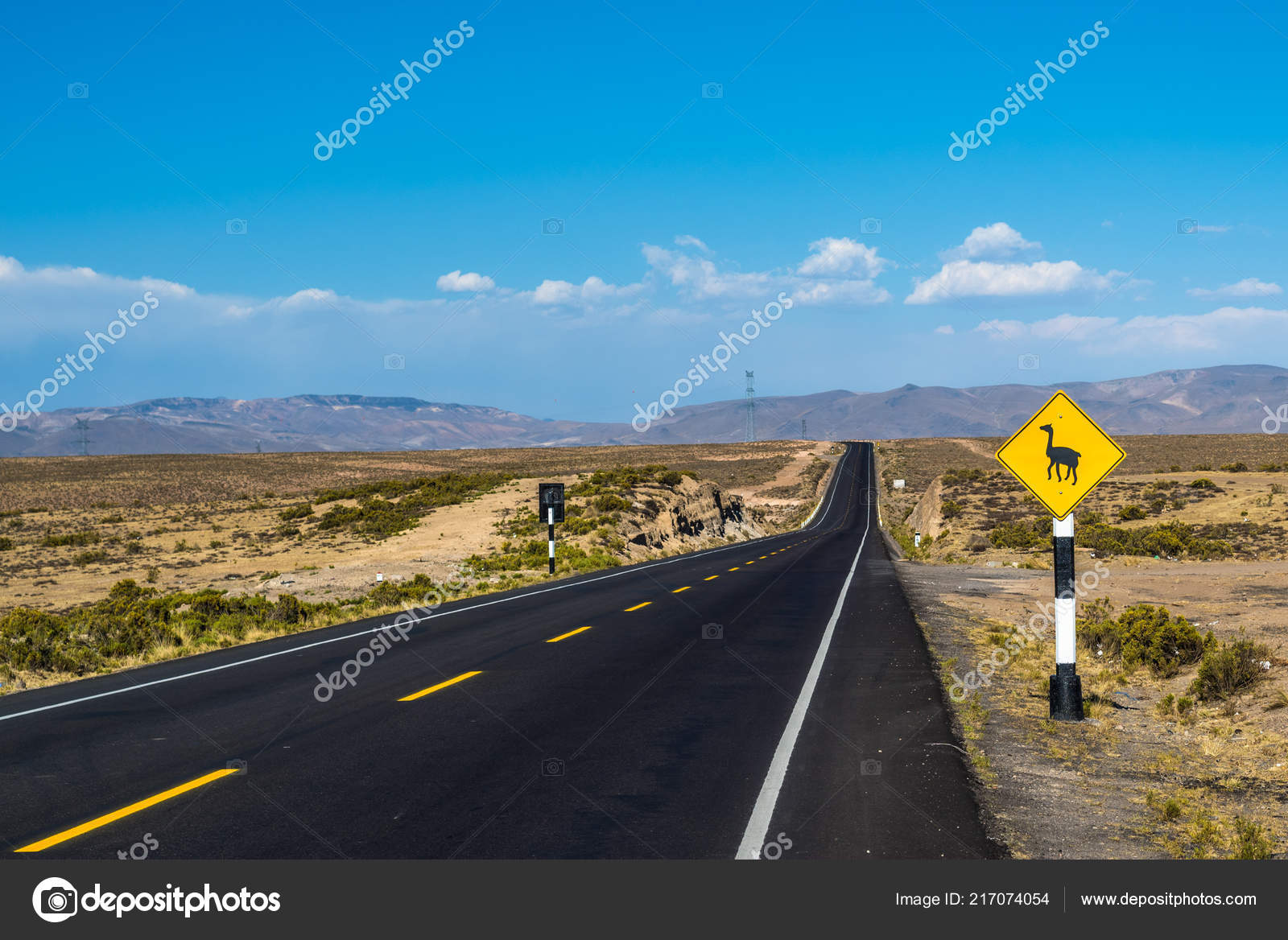 Llama Crossing Road Sign Peru South America Stock Photo by ©javarman ...