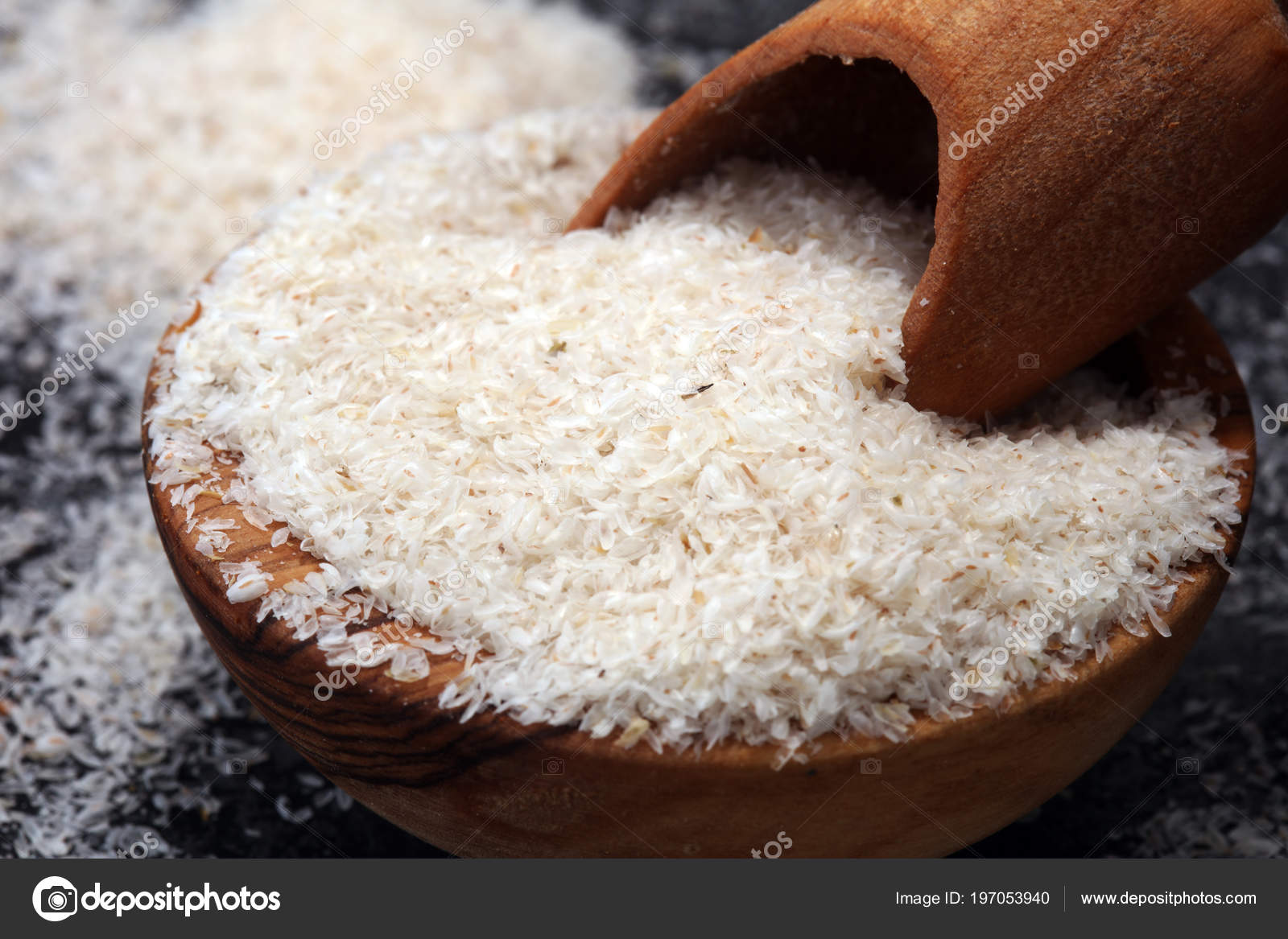 Portion Psyllium Seeds Rustic Dark Background Psyllium Seed Husks Stock ...