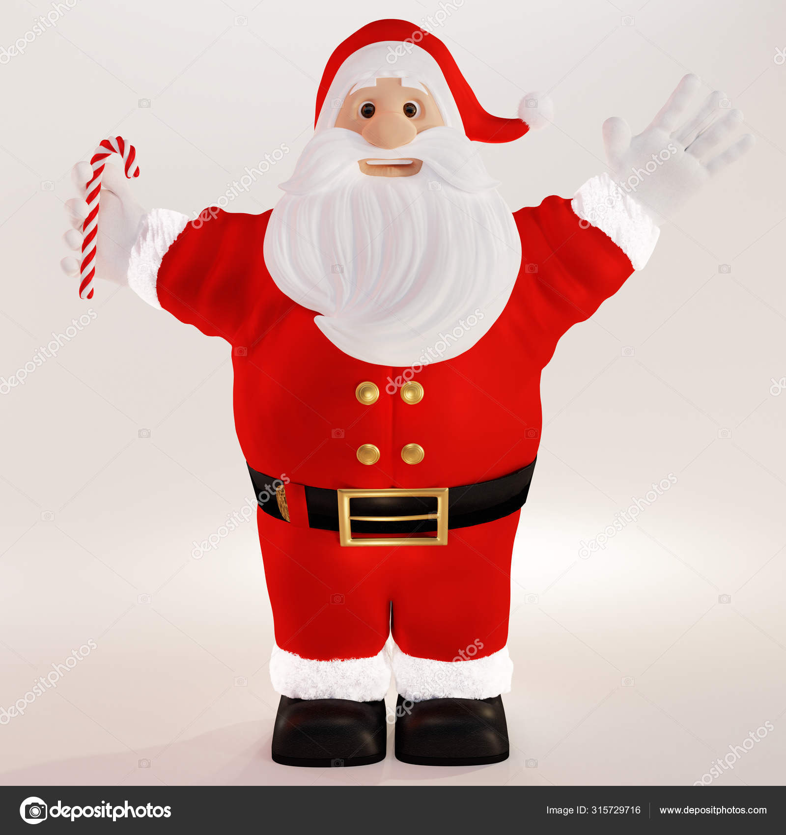 3D render of happy chubby Santa Claus isolated. Stock Photo by ...