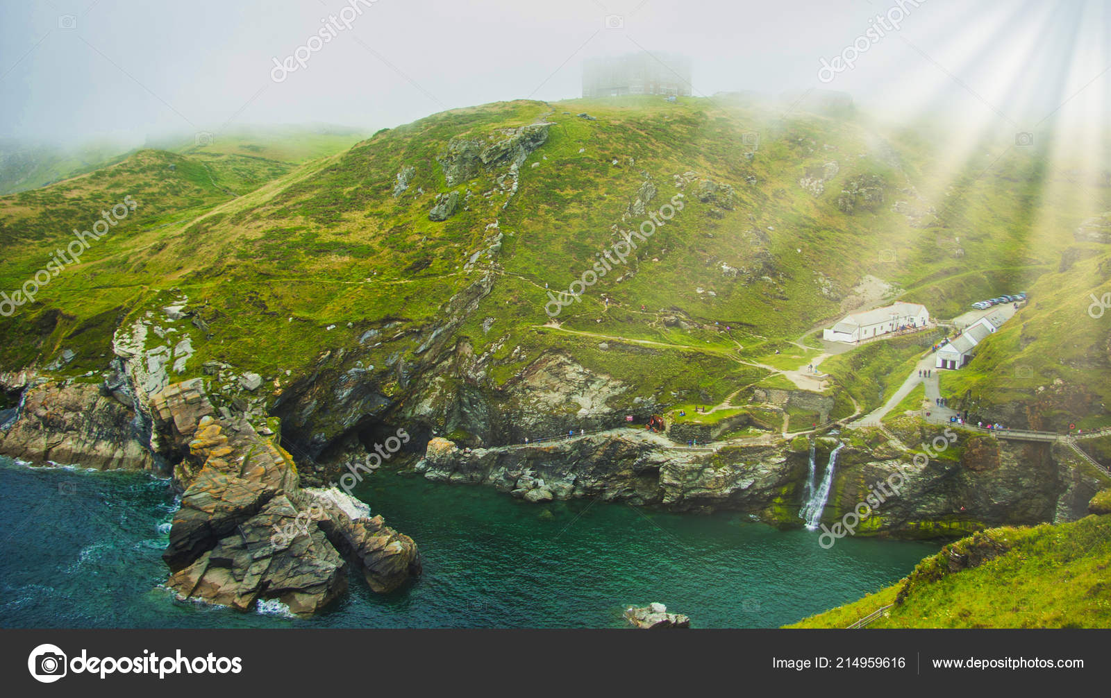 Fog Cornwall Visible Sun Rays Tintagel Trevena Cornwall United Kingdom ...