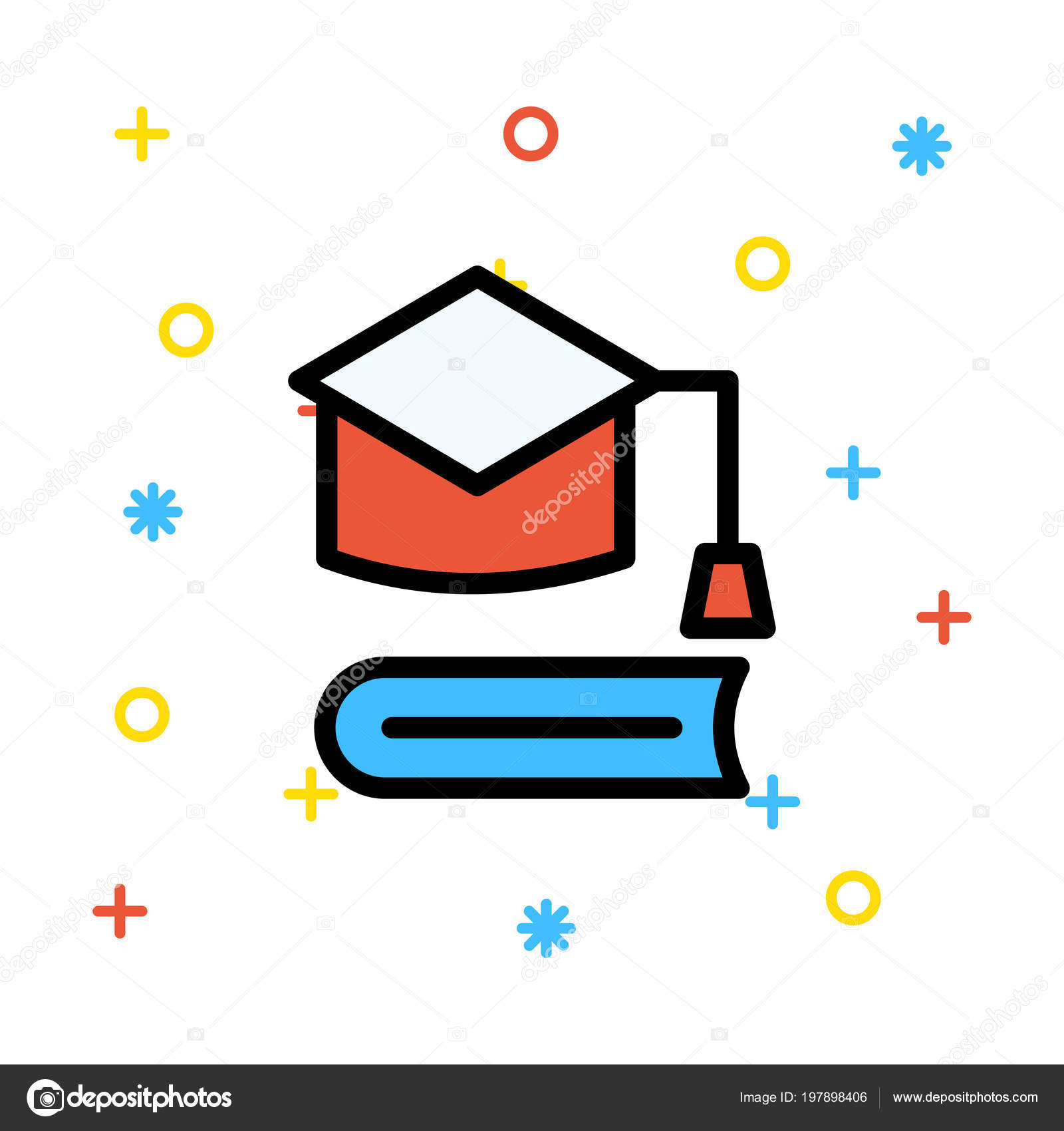 Red Masters Hat White Background Colourful Signs Stock Vector by ...