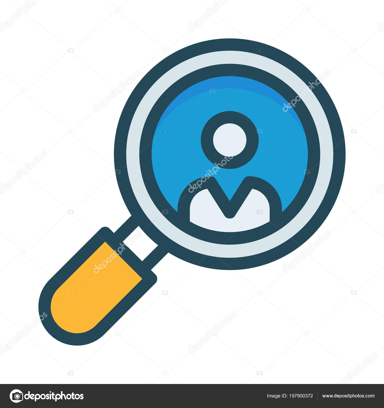 Yellow Blue Magnifying Glass Person Icon Isolated White Background ...
