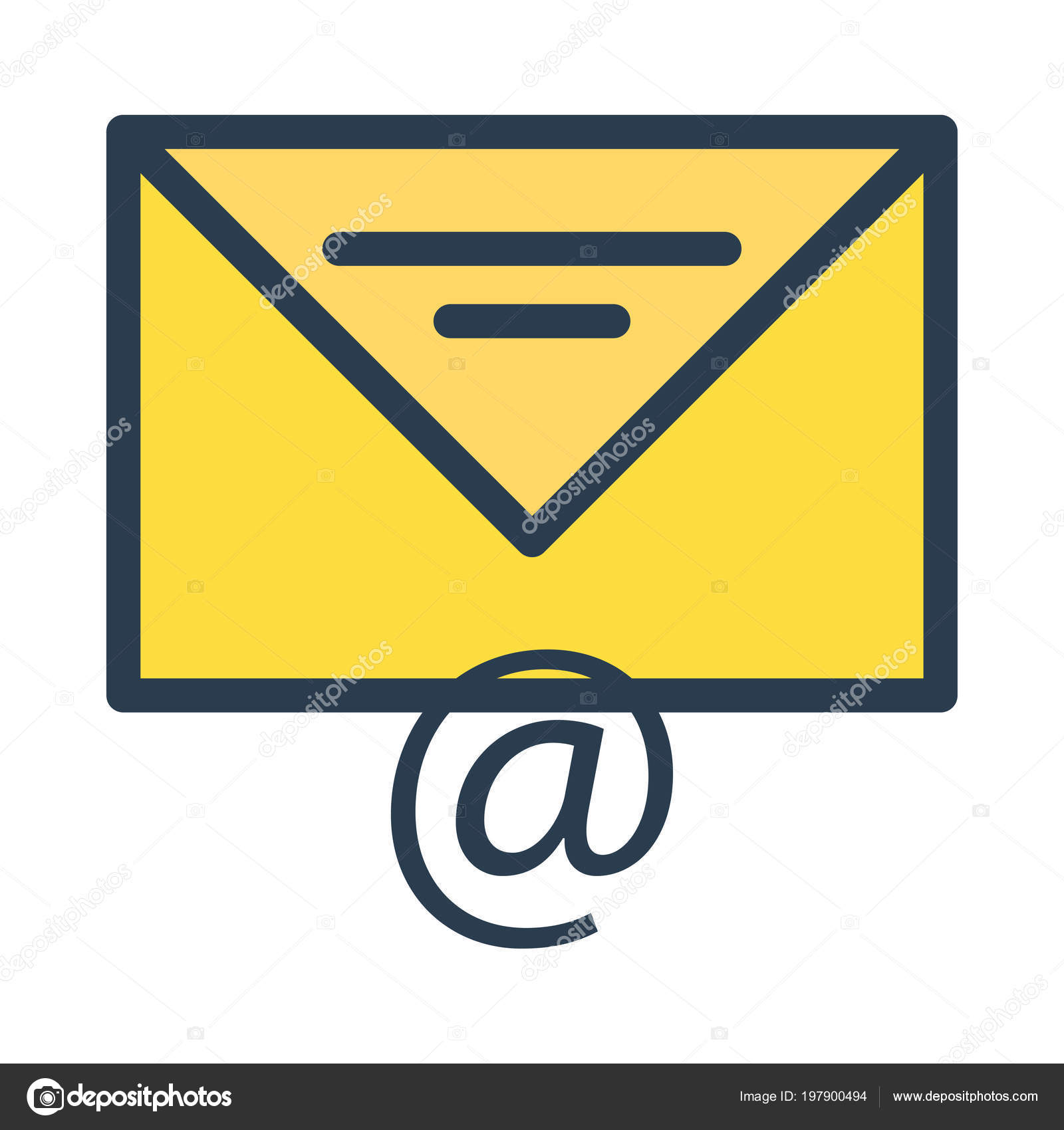 Yellow Envelope Sign Isolated White Background Stock Vector by ...