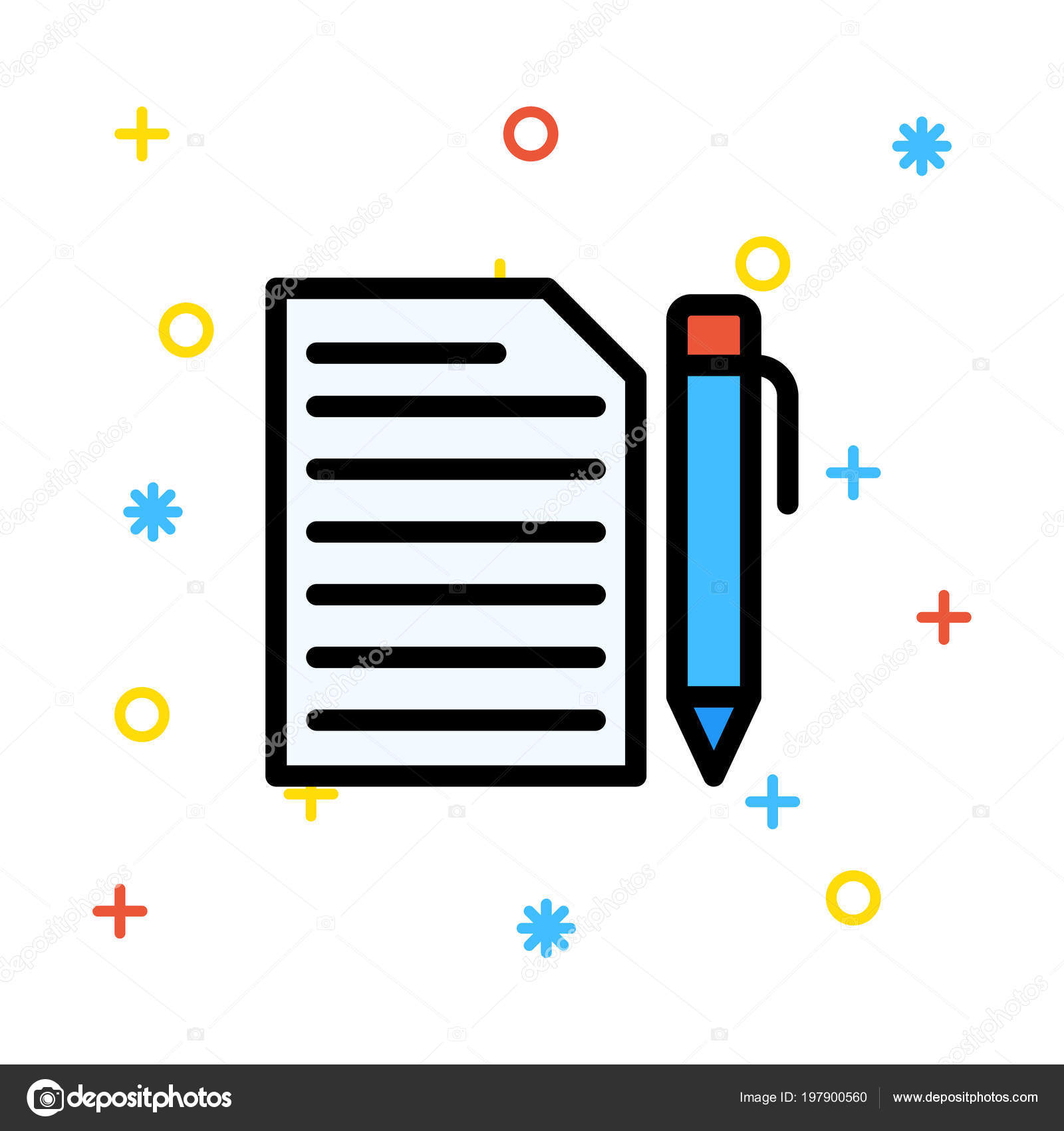 List Blue Pen White Background Colourful Signs Stock Vector by ...