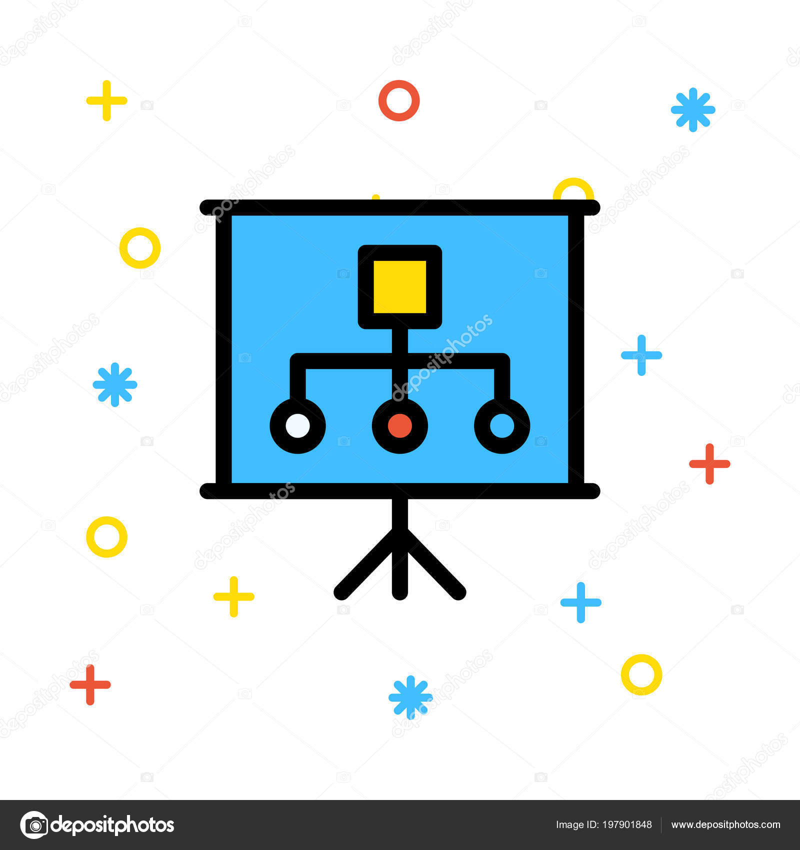 Blue Presentation Board Symbols White Background Colourful Signs Stock ...