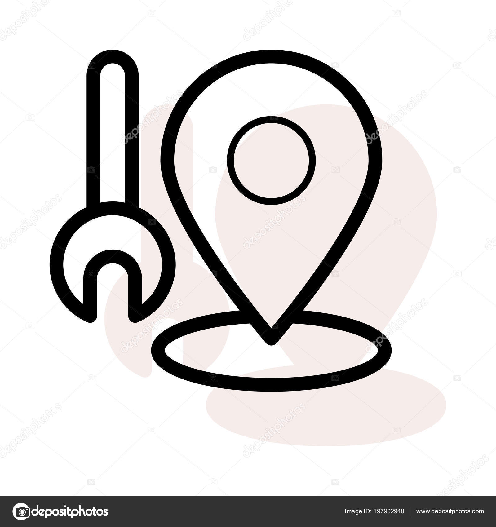 Wrench Key Location Map Symbol White Background Beige Shadow Stock ...