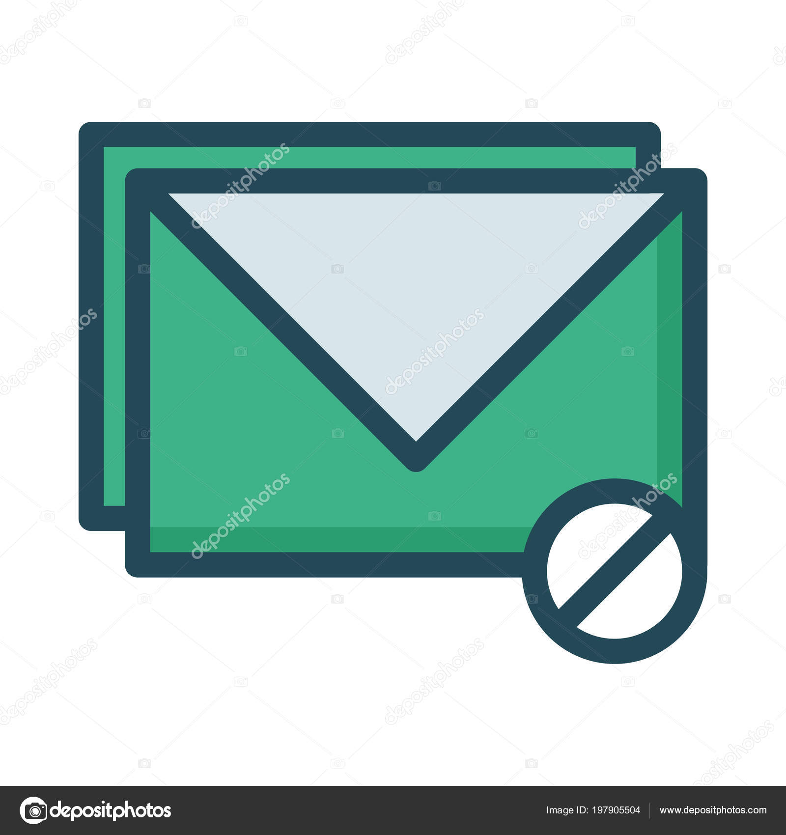 Grey Green Envelopes Wrong Symbol Isolated White Background Stock ...