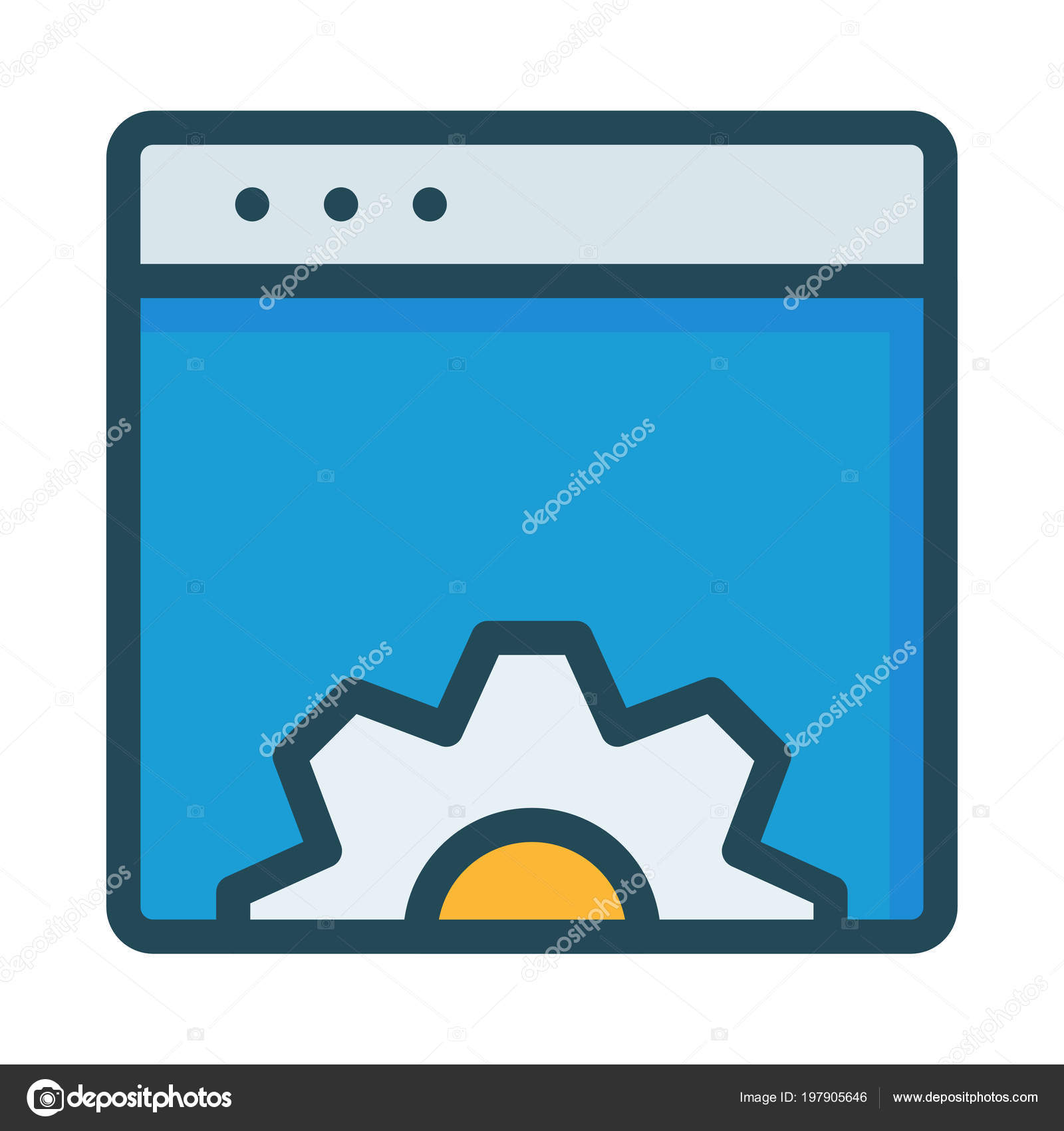 Grey Tablet Device Blue Screen Gear Bottom Isolated White Background ...