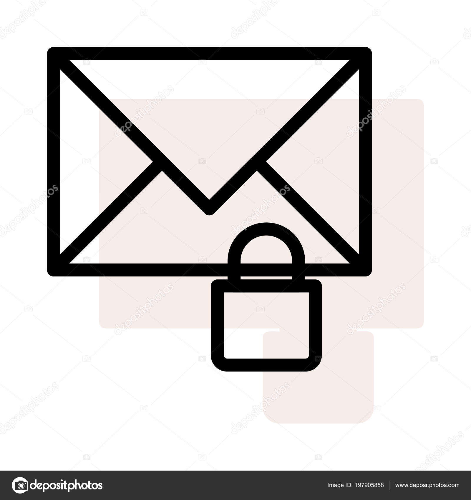 Outline Envelope Paddle Lock White Background Beige Shadow Stock Vector ...