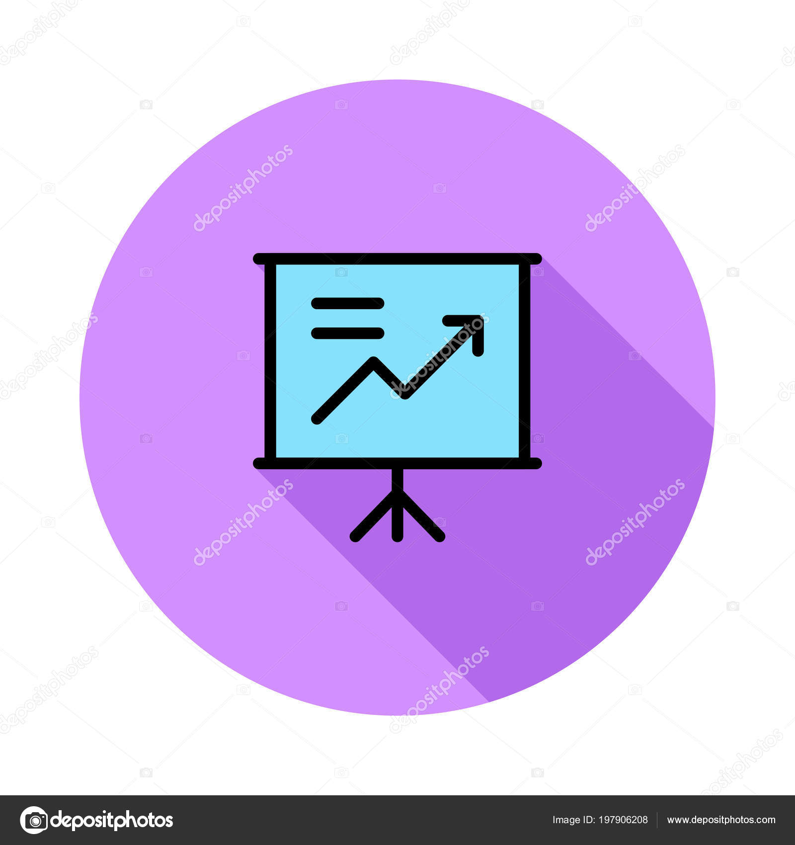 Blue Presentation Board Growing Violet Circle Isolated White Background ...