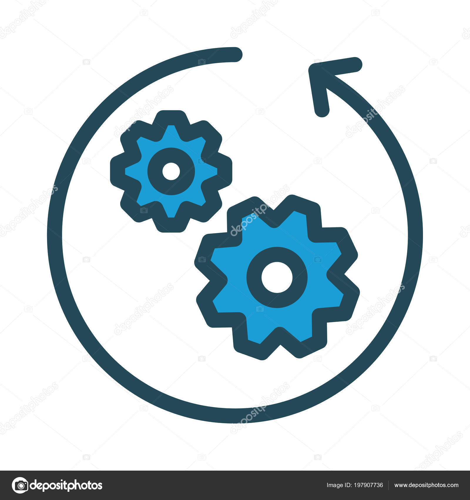 Blue Gears Arrow Isolated White Background Stock Vector by ...