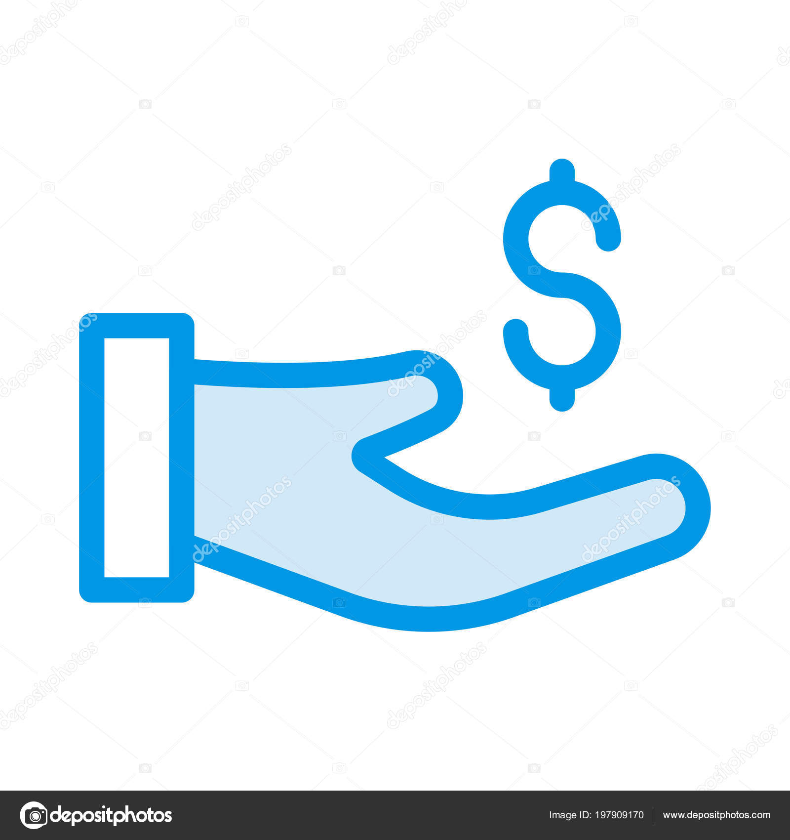 Blue Human Hand Dollar Sign Isolated White Background Stock Vector by ...
