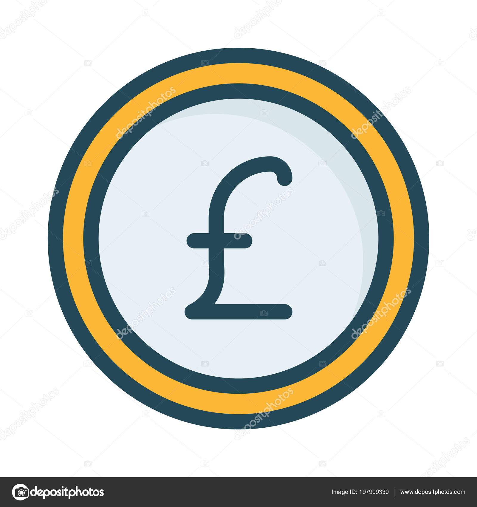 Yellow Pound Coin Isolated White Background Stock Vector by ...
