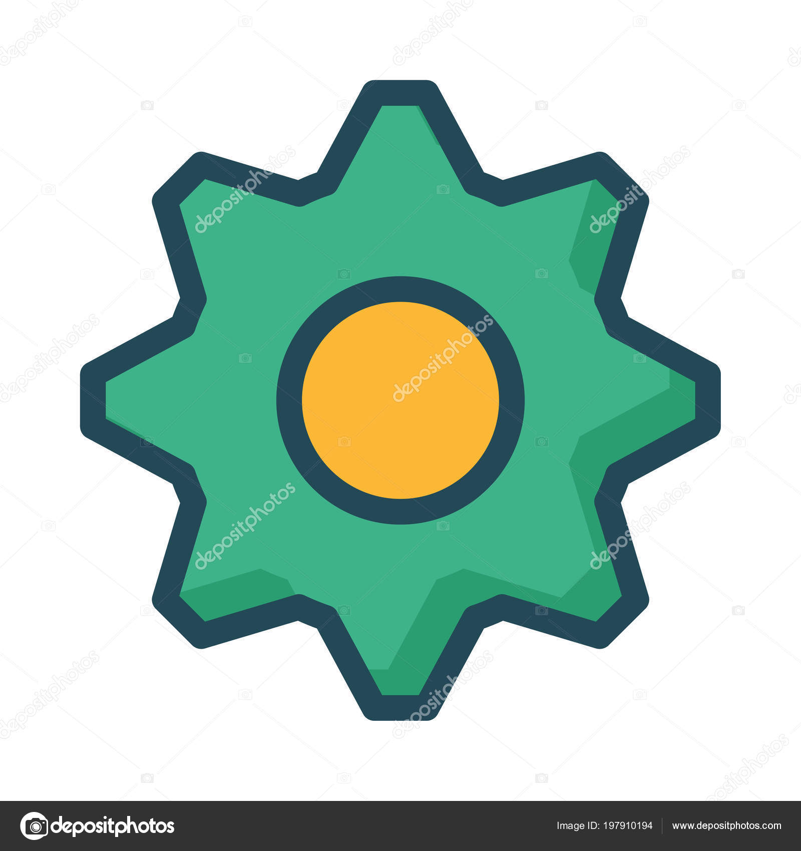Green Yellow Gear Isolated White Background Stock Illustration by ...