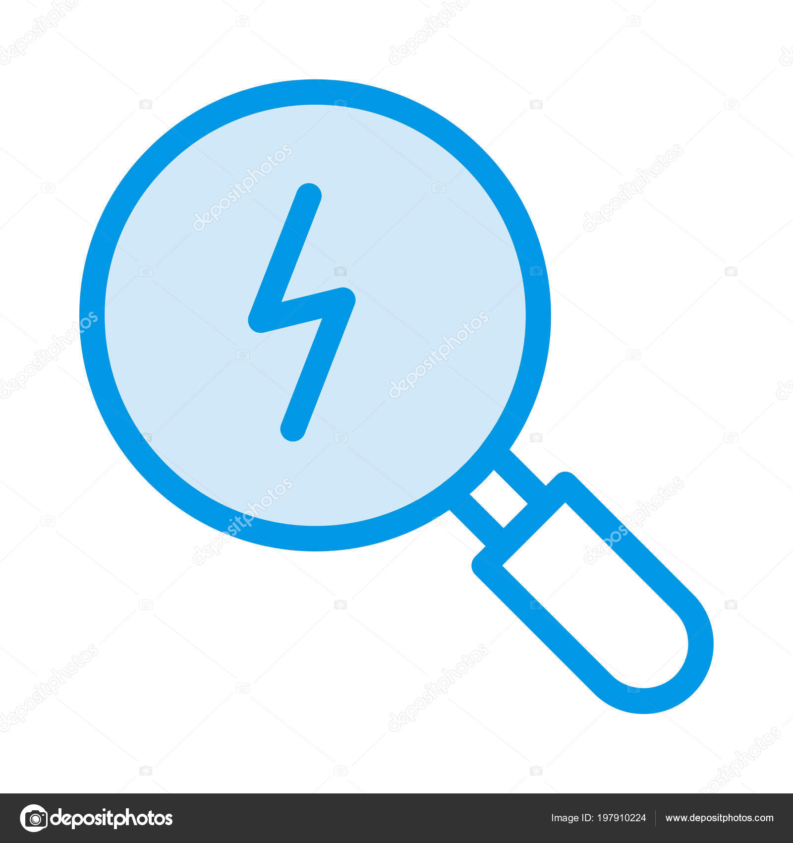 Blue Magnifying Glass Flash Isolated White Background Stock Vector by ...