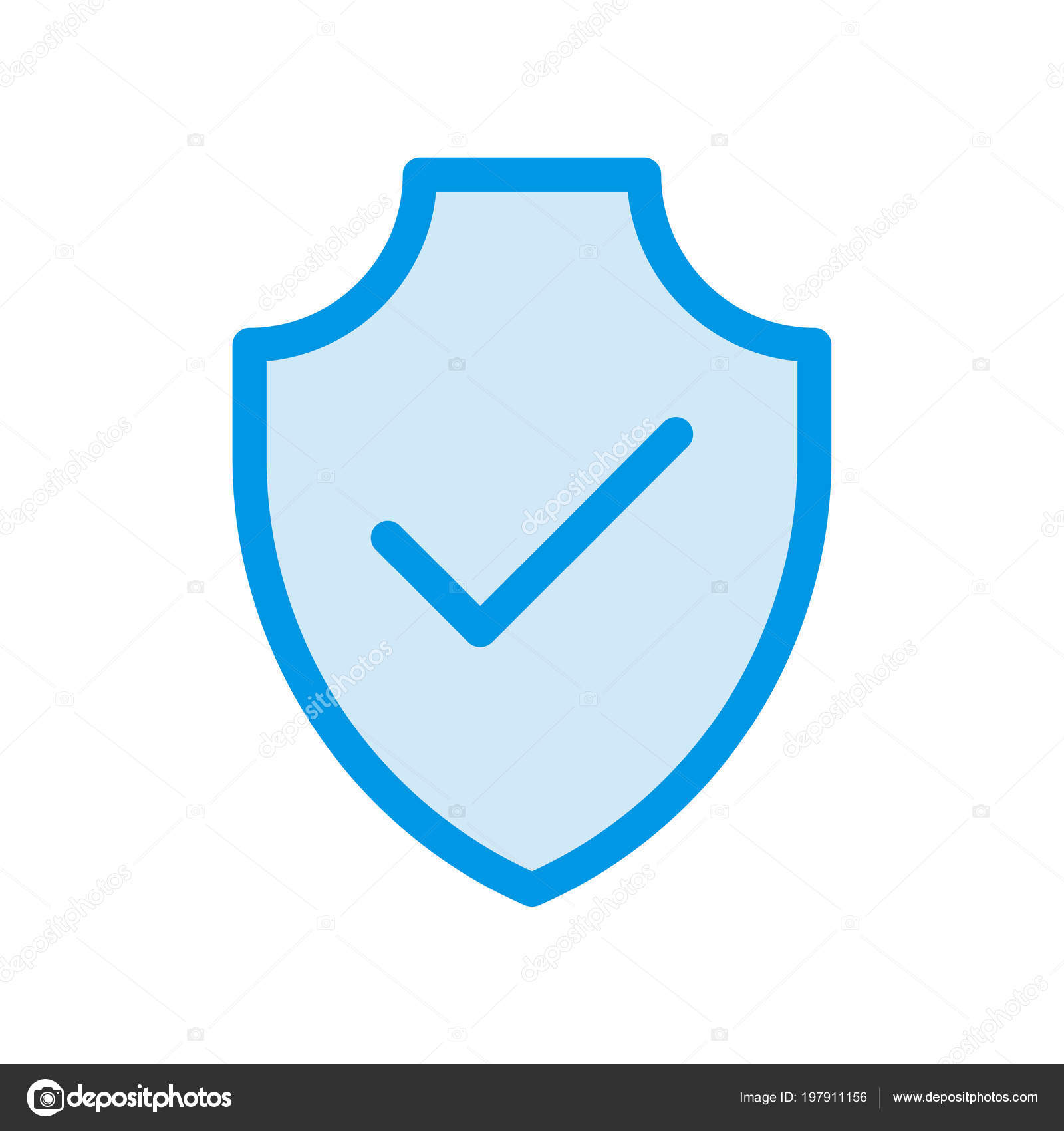 Blue Shield Done Symbol Isolated White Background Stock Vector by ...