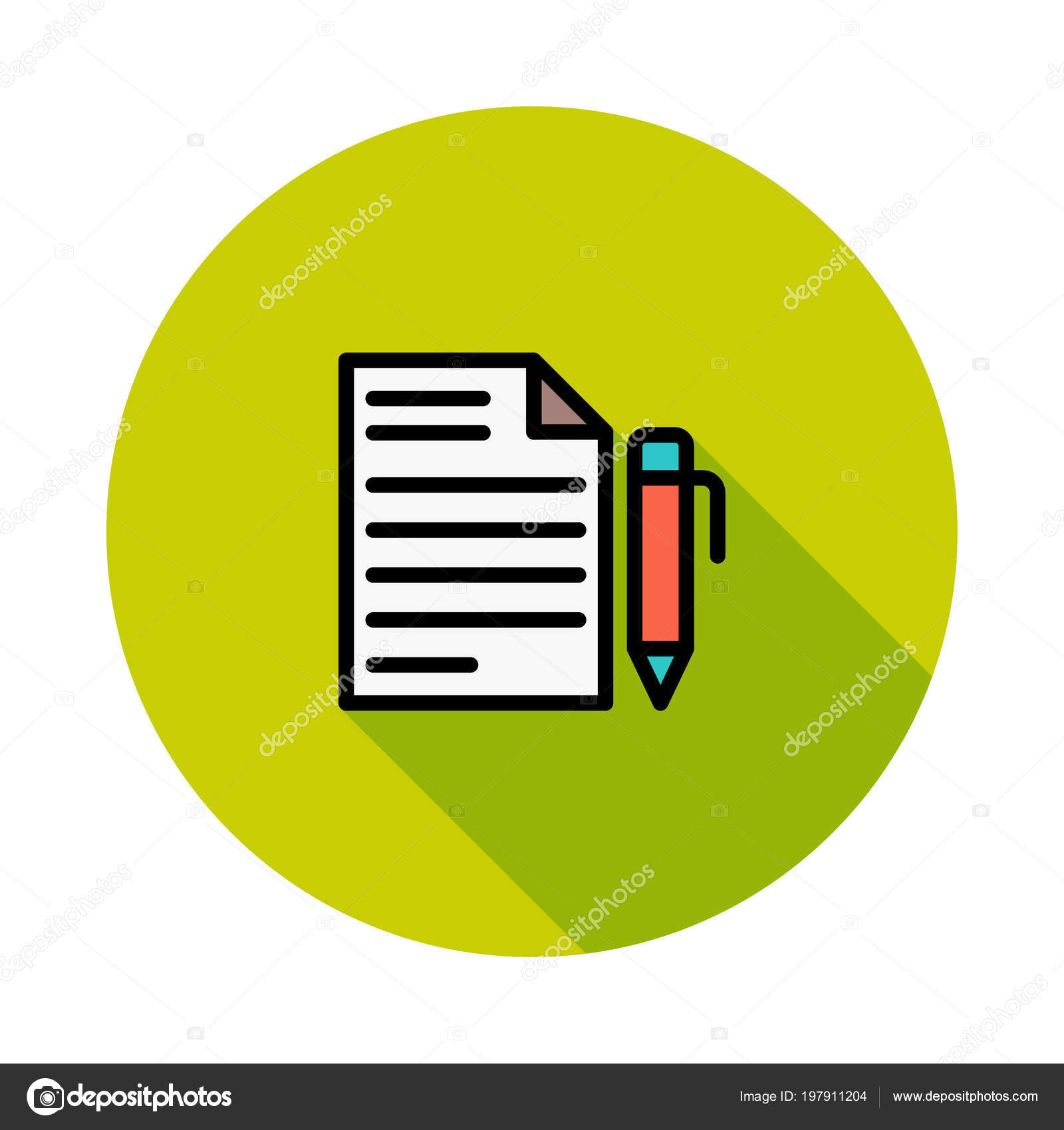 Paper Document Red Pen Green Circle Isolated White Background Stock ...