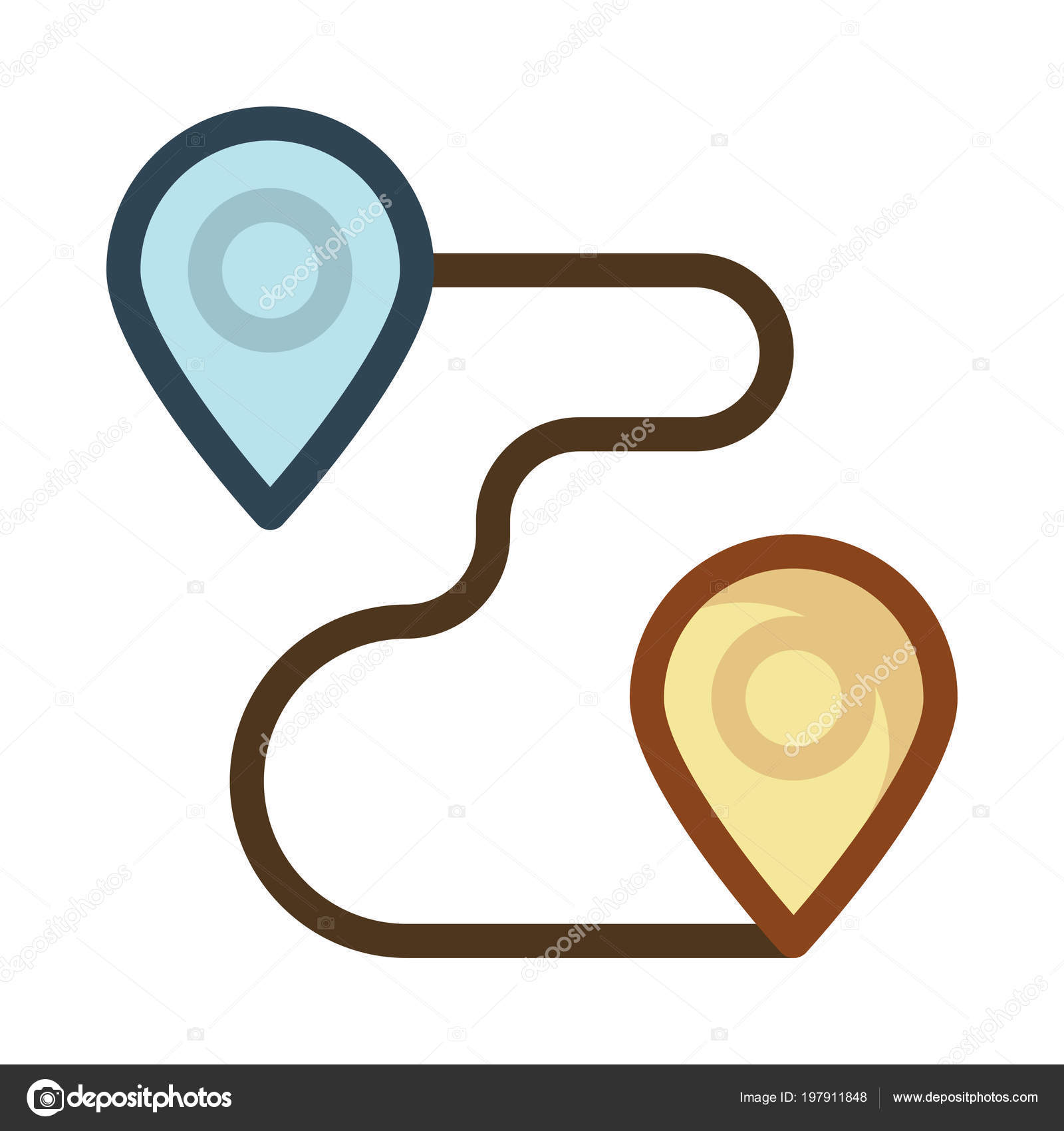 Signos Mapa Ubicación Azules Amarillos Aislados Sobre Fondo Blanco ...
