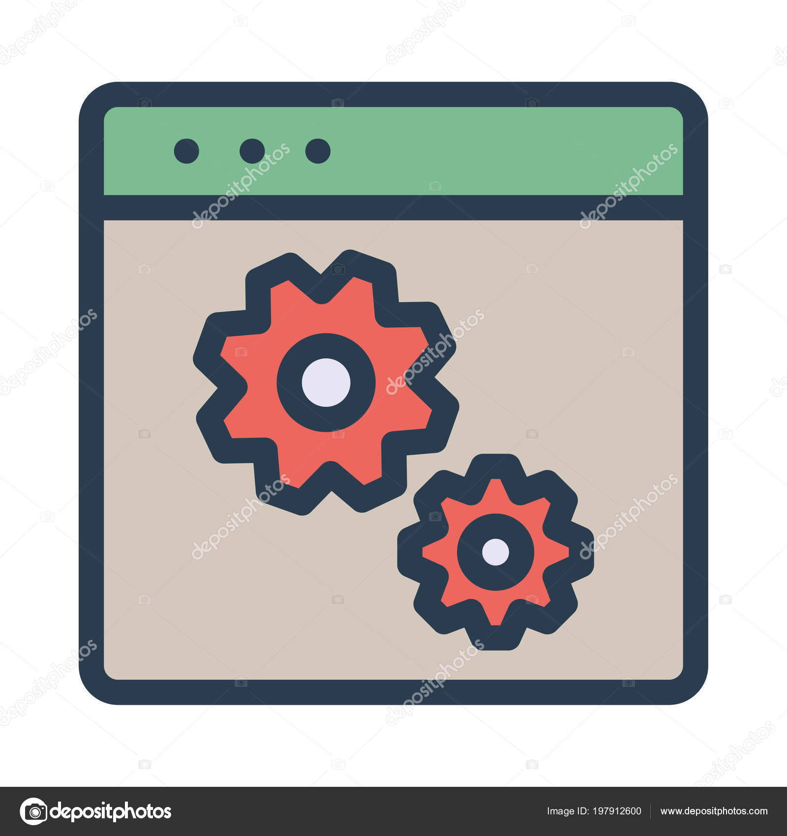 Tablet Device Screen Gears Isolated White Background Stock Vector by ...